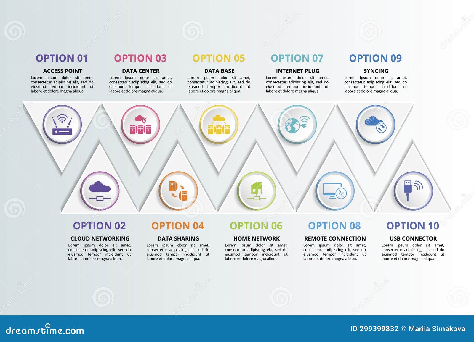 Infographics with Networking Theme Icons, 10 Steps. Such As Access ...