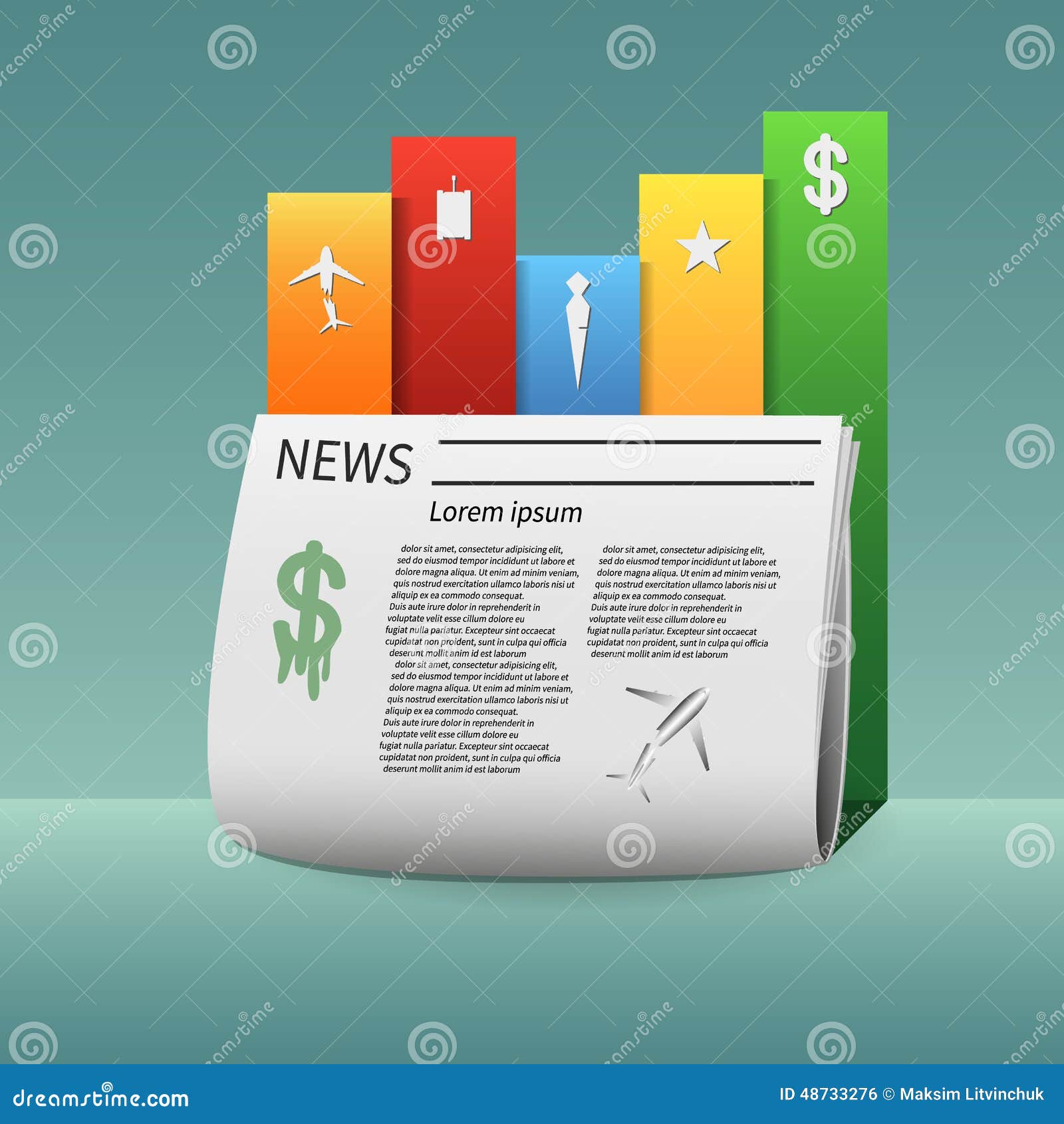 Infographics Newspaper and Its Main News Items Stock Vector ...
