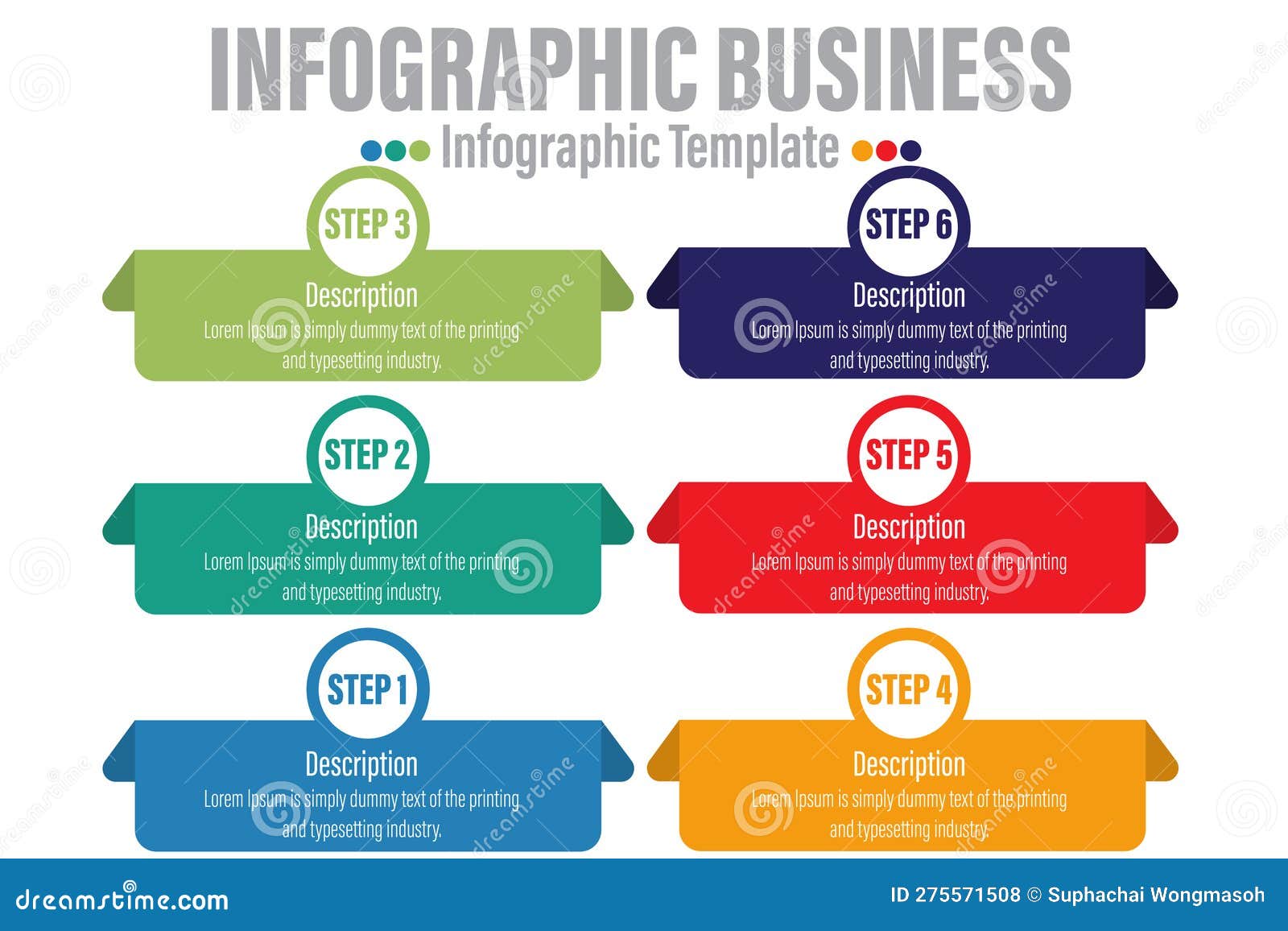 Infographics Number Options Template with Steps, with 6 Steps, Six 6 ...