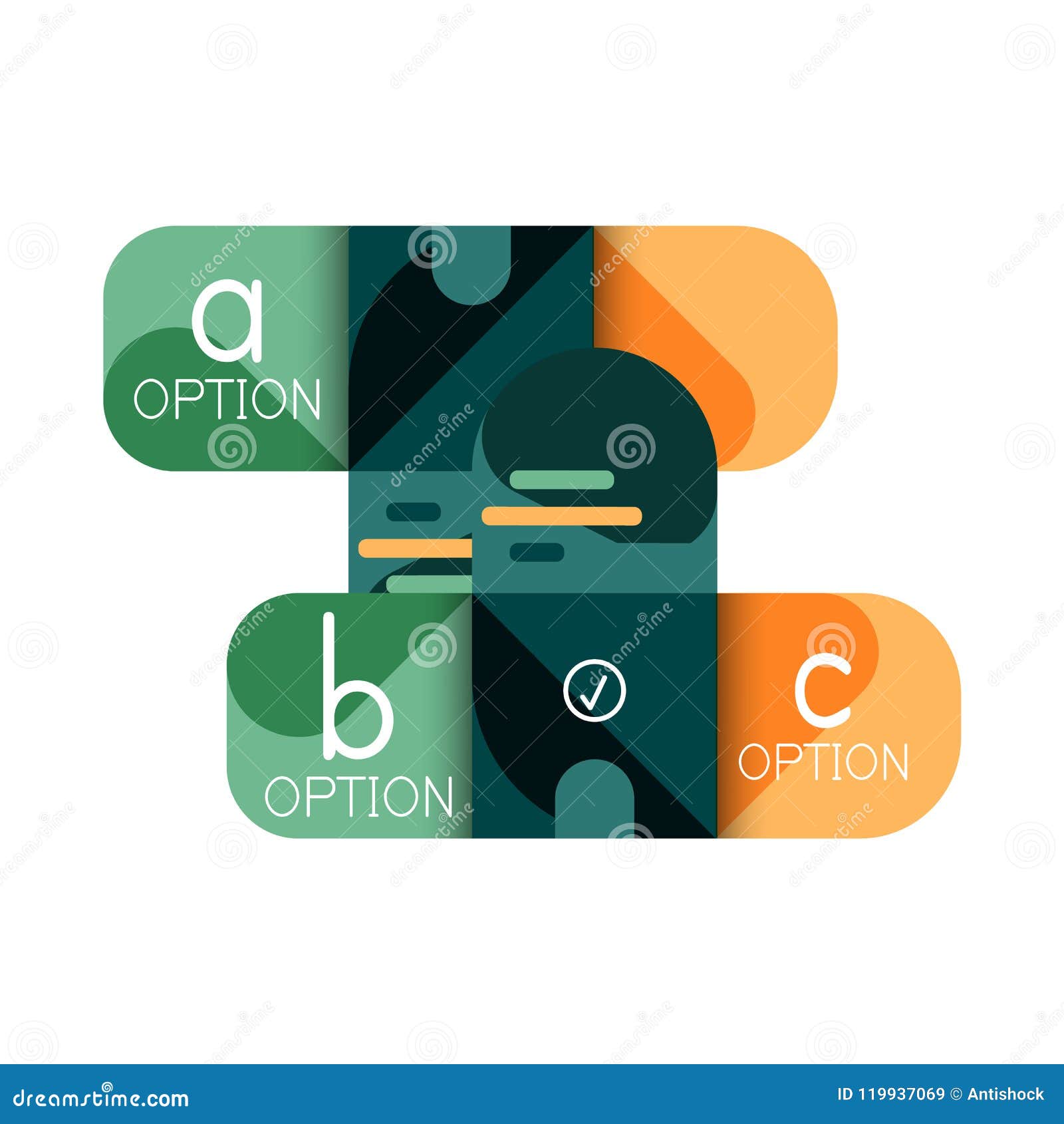 Infographics Option and Step by Step in Rounded Squares, Element of ...