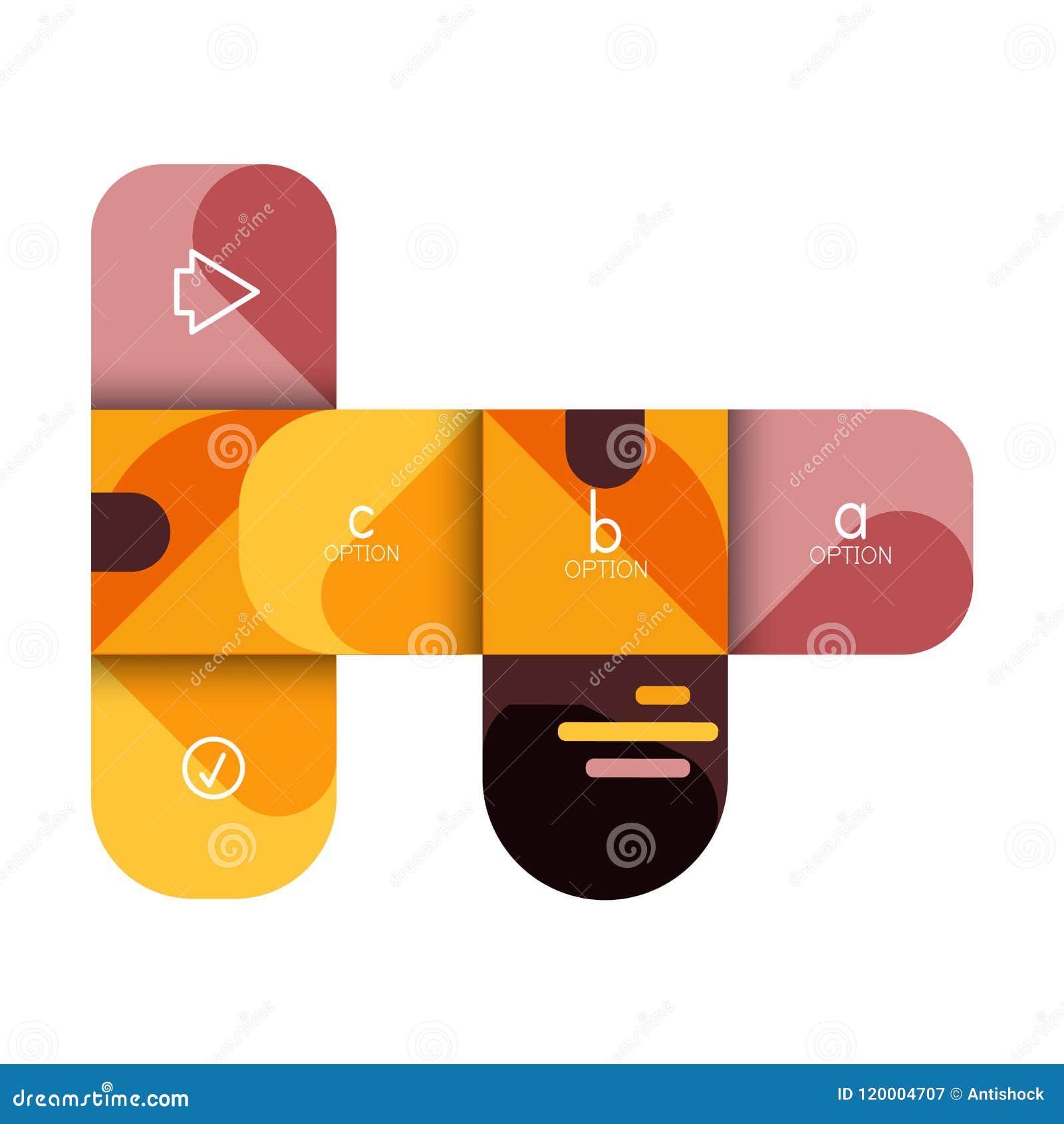 Infographics Option and Step by Step in Rounded Squares, Element of ...