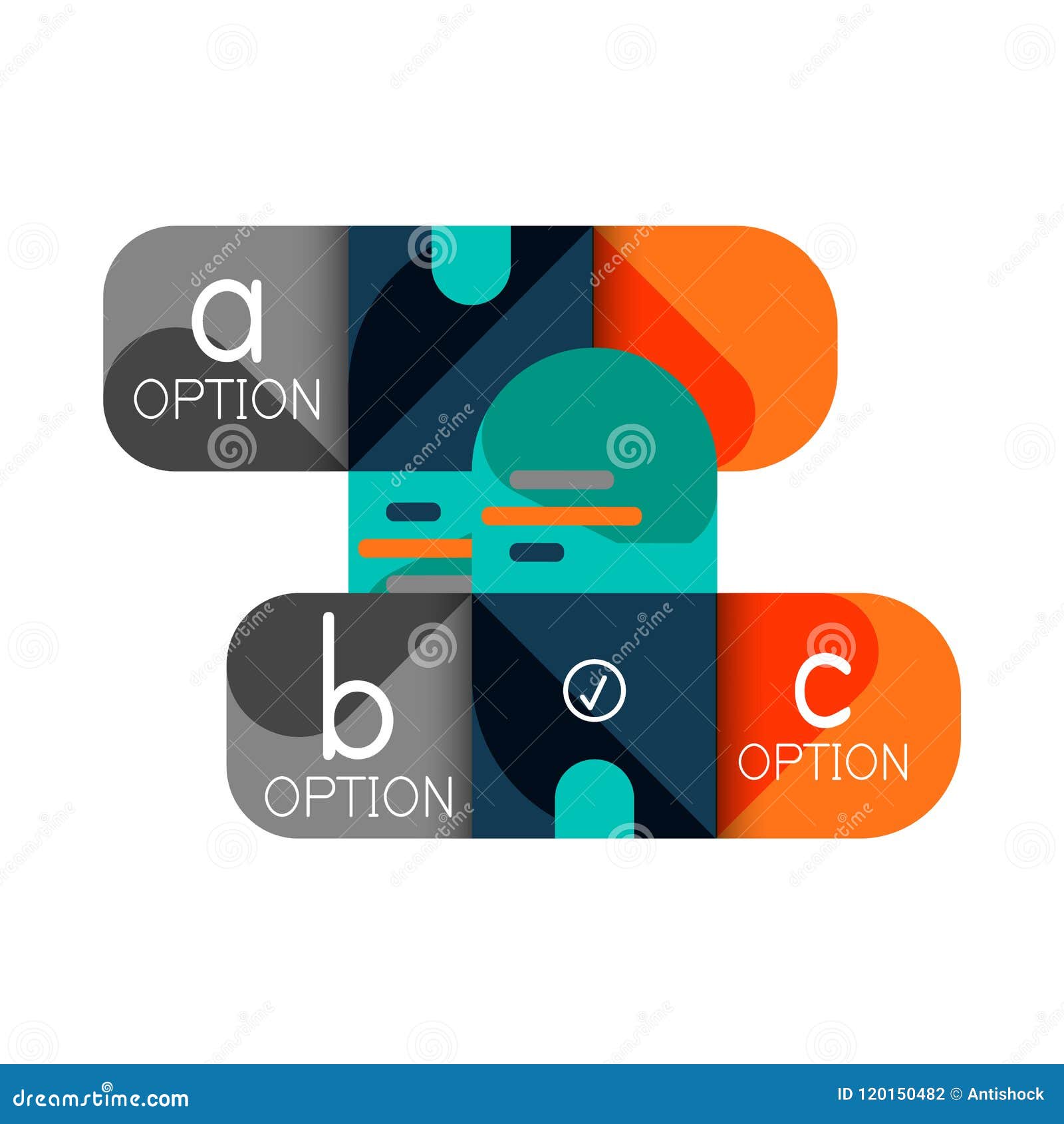 Infographics Option and Step by Step in Rounded Squares, Element of ...