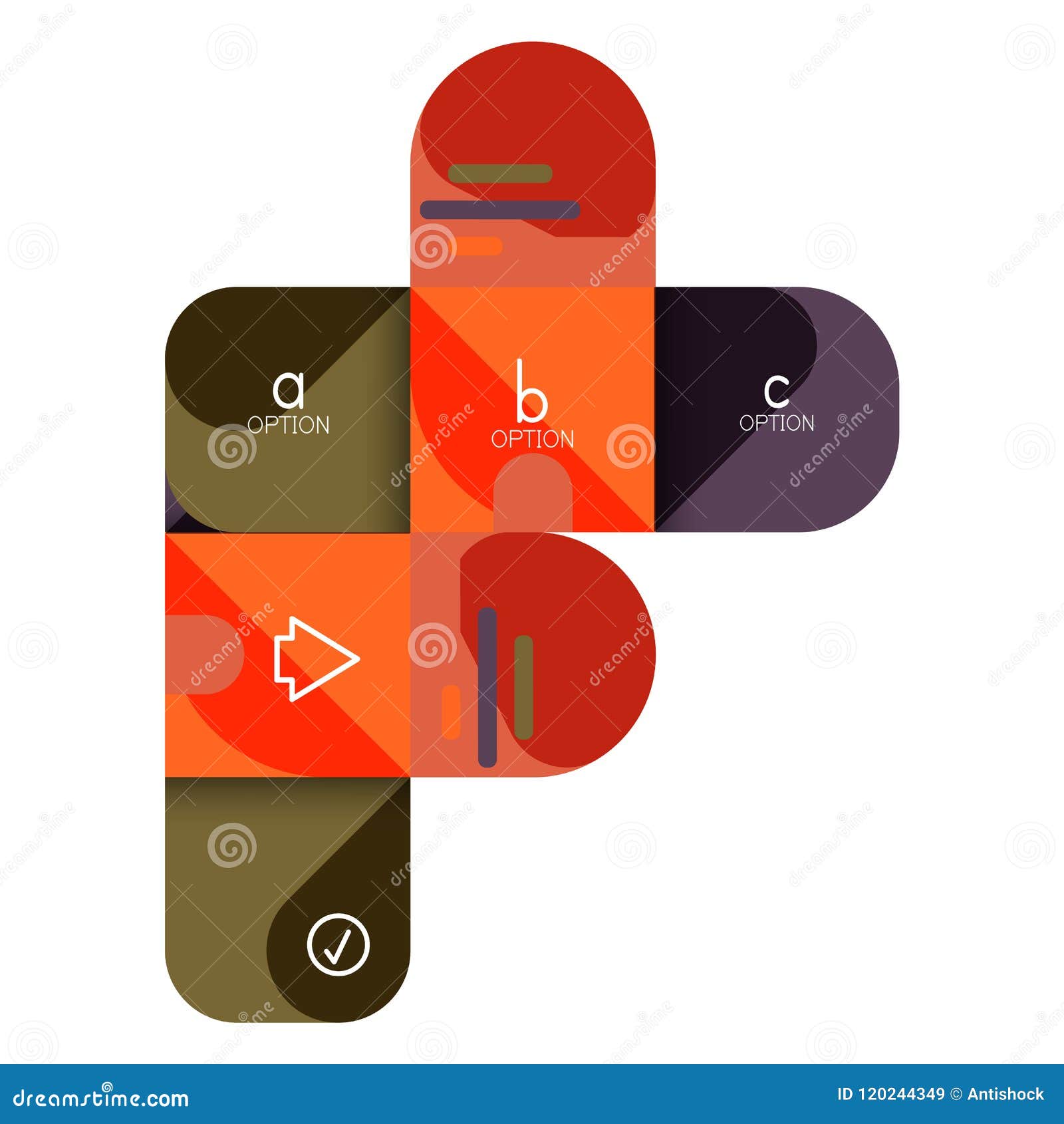 Infographics Option and Step by Step in Rounded Squares, Element of ...