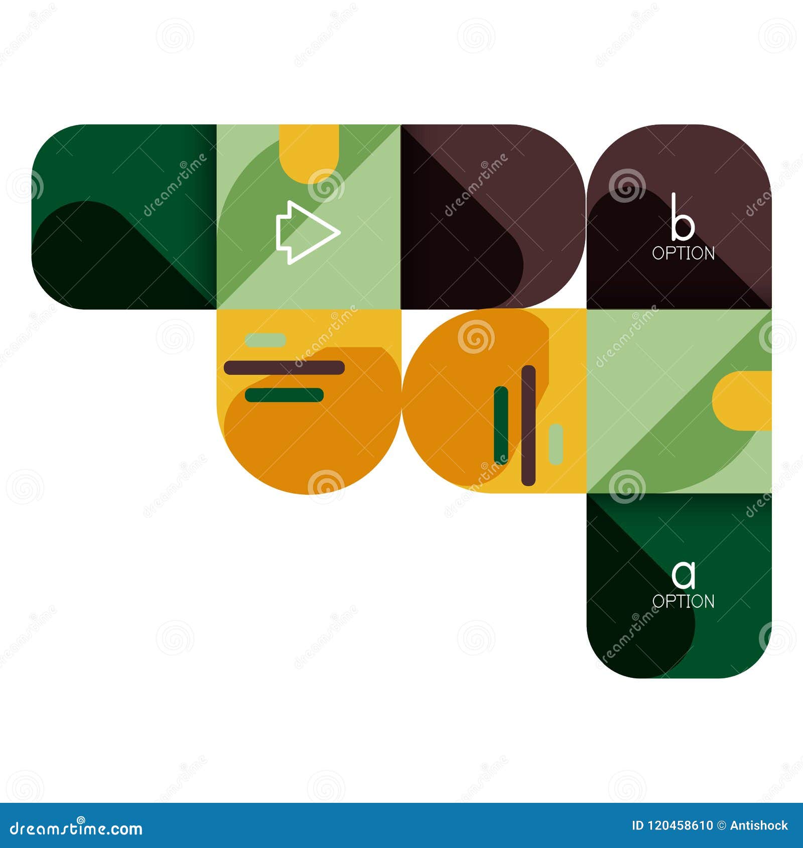 Infographics Option and Step by Step in Rounded Squares, Element of ...