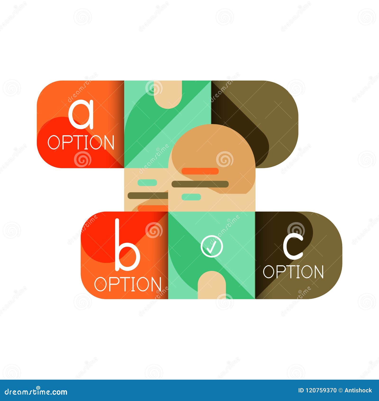 Infographics Option and Step by Step in Rounded Squares, Element of ...