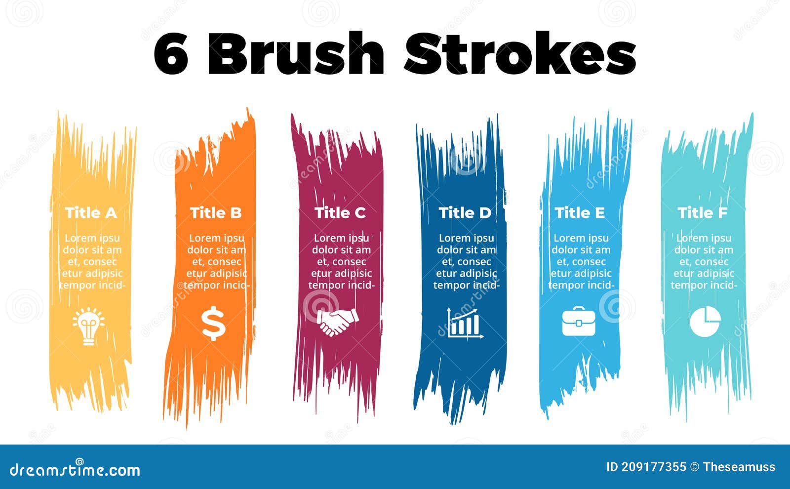Infographics for 6 Options. Handwritten Brush Strokes. Presentation ...