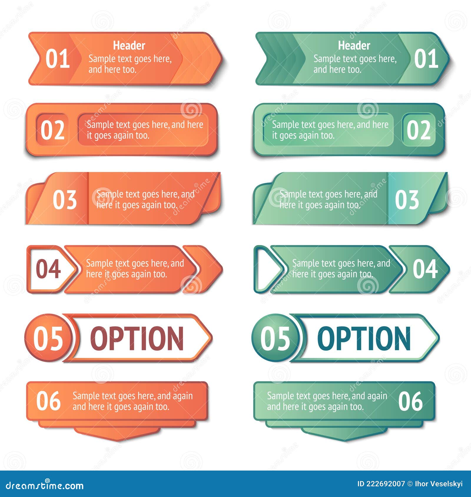 Infographics Options and Titles Banners Set Stock Vector - Illustration ...