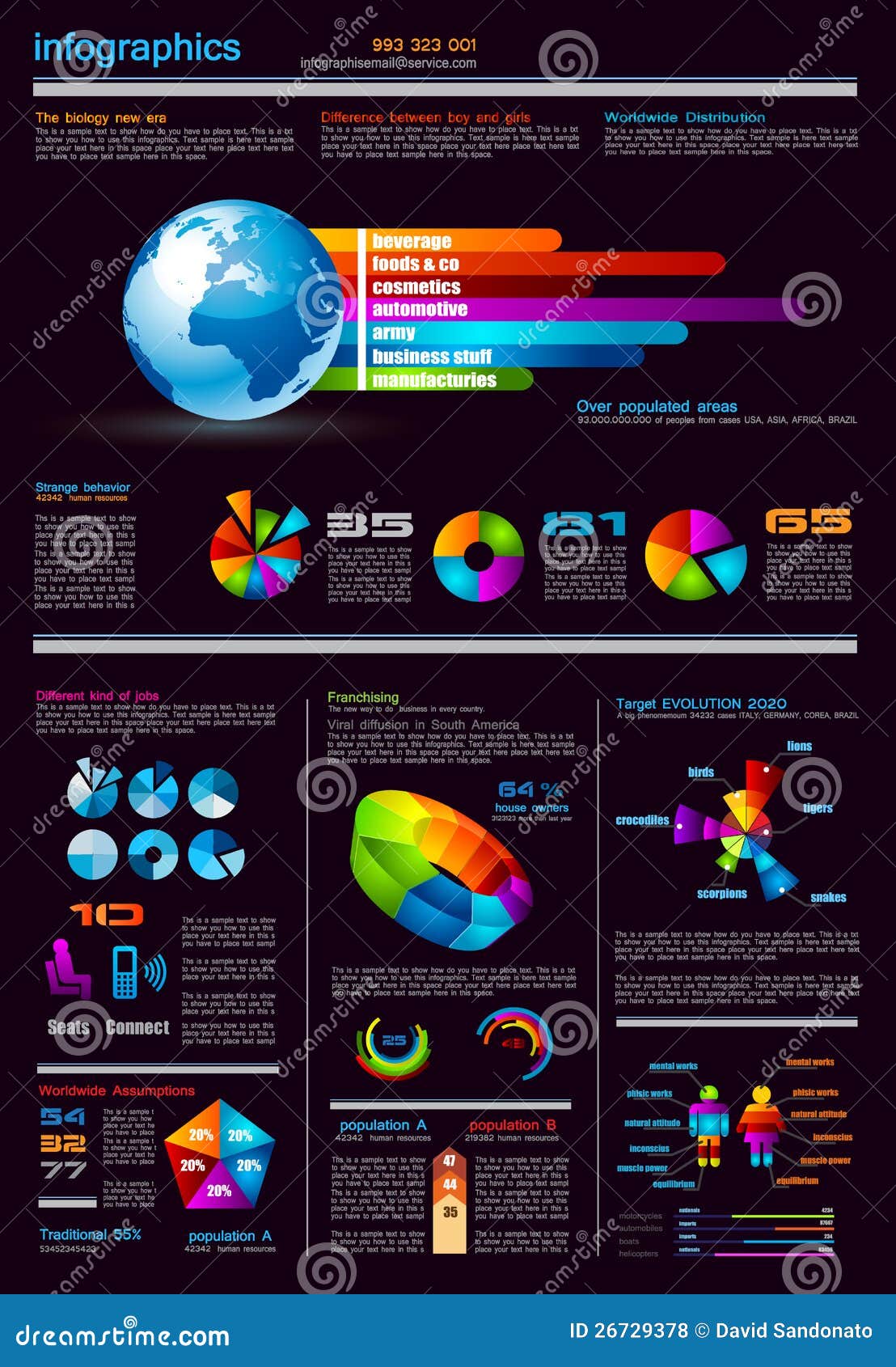 Infographics Page Template. Dashboard, Graphs And Charts. Cartoon ...