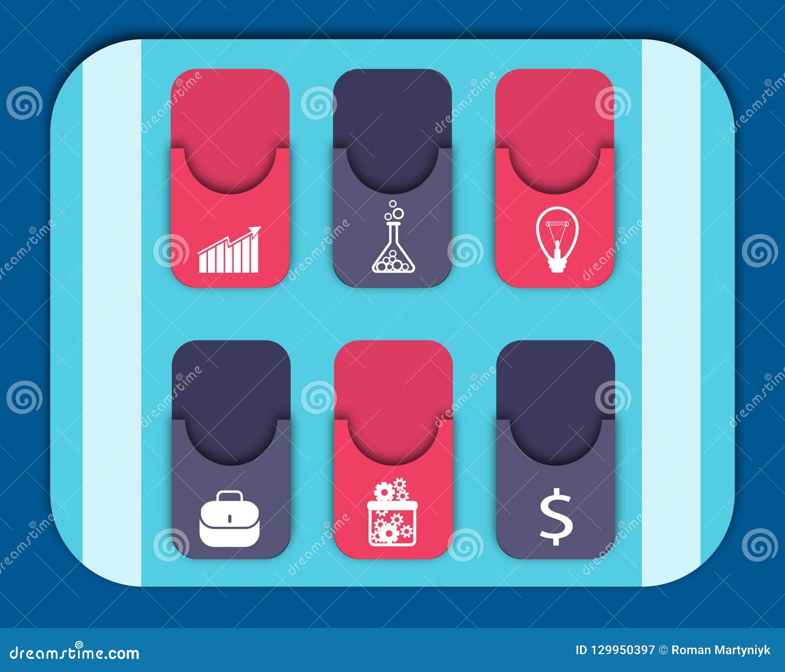 Infographics Paper Pockets Red and Blue Stock Vector - Illustration of ...