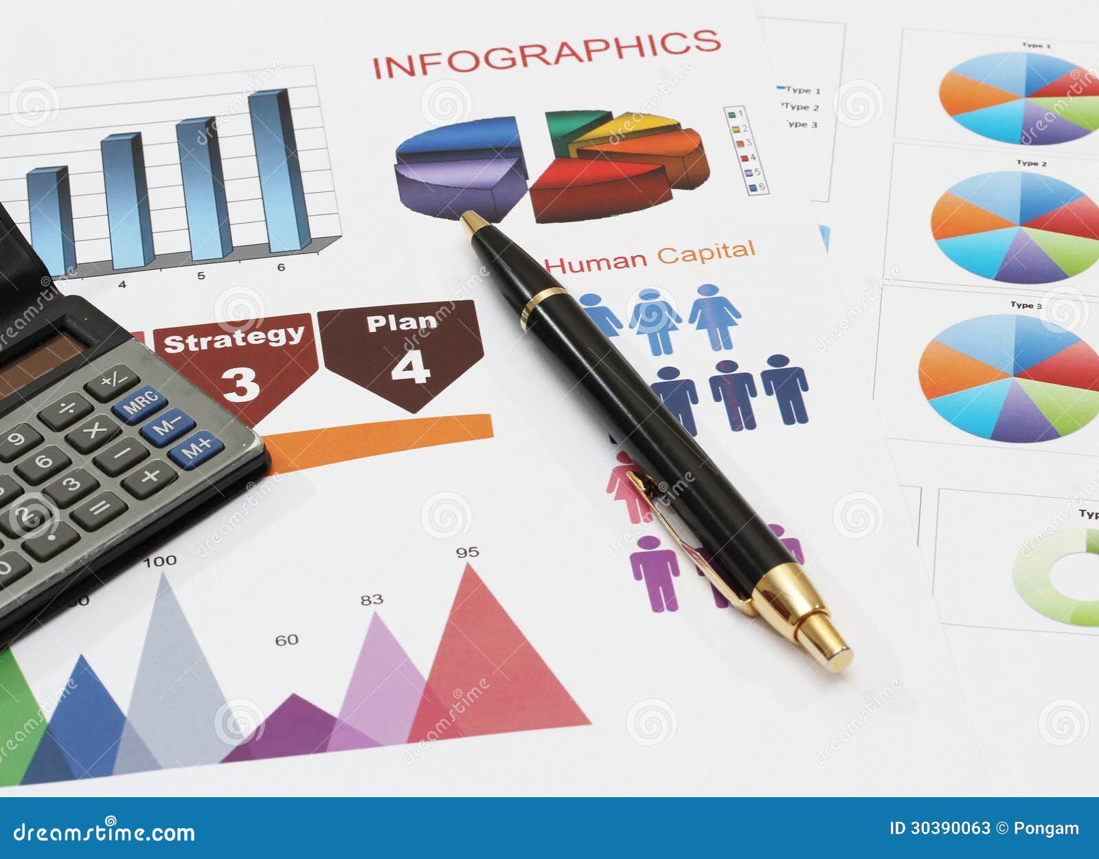 Infographics Pen and Calculator Stock Image - Image of design, business ...