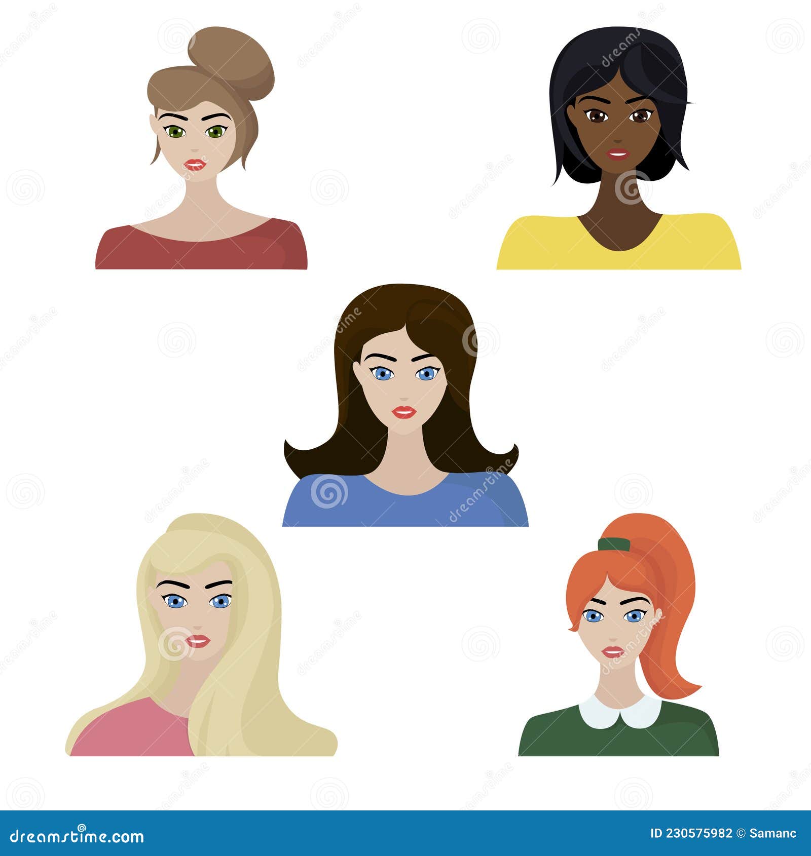 Infographics People, Five Female Faces. People Vector Design Stock ...