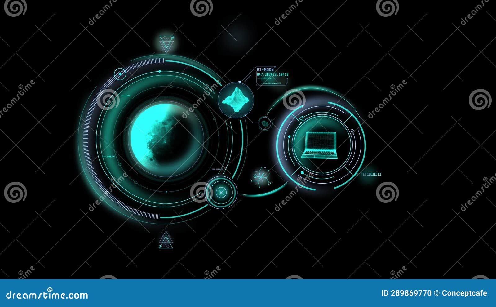 Infographics with the Planet Moon Stock Footage - Video of hologram ...