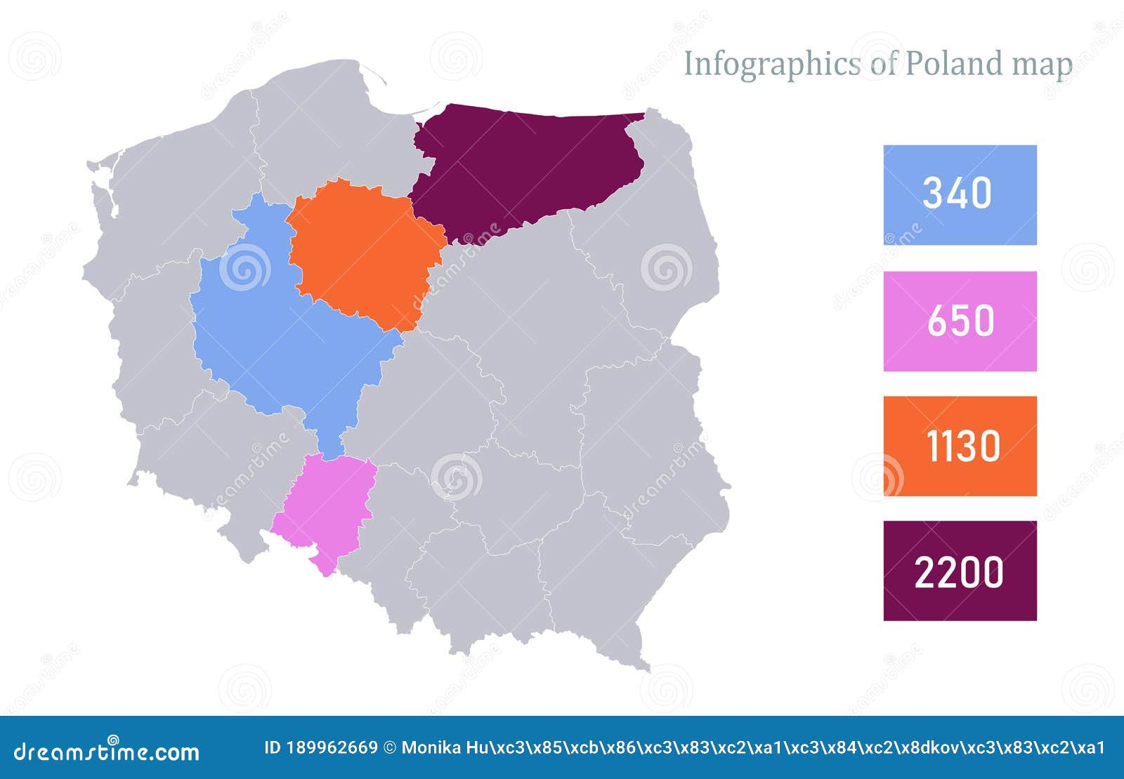 Infographics of Poland Map, Individual Regions Stock Vector ...