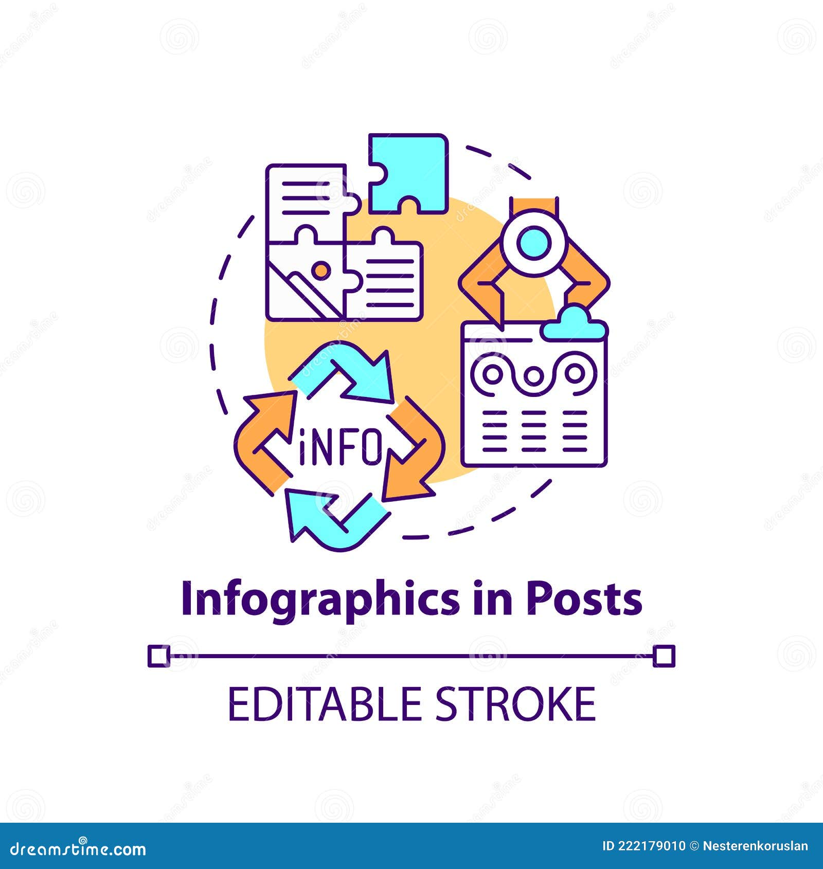 Infographics in Posts Concept Icon Stock Vector - Illustration of ...