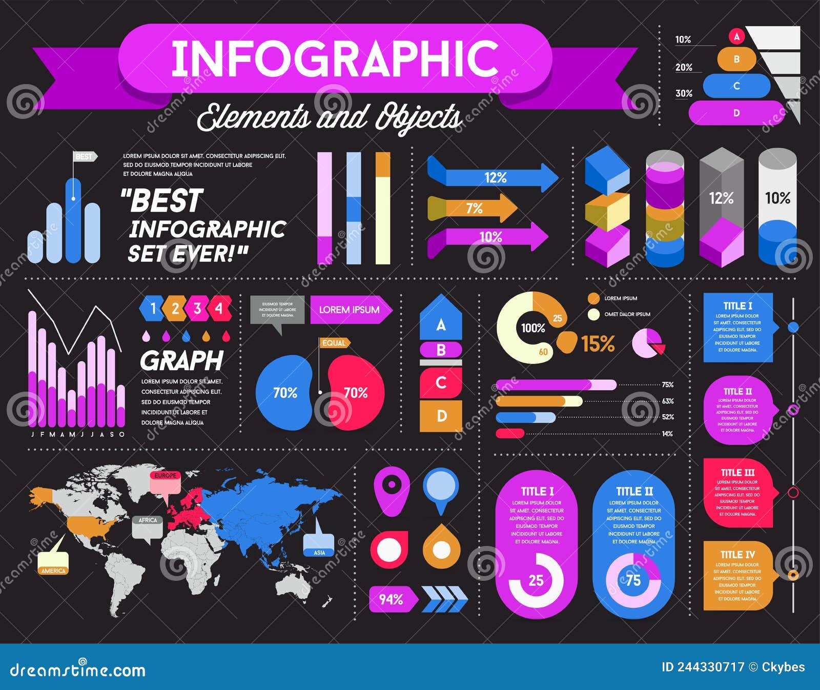 Infographics Presentation with Elements and Objects Big Huge Set ...