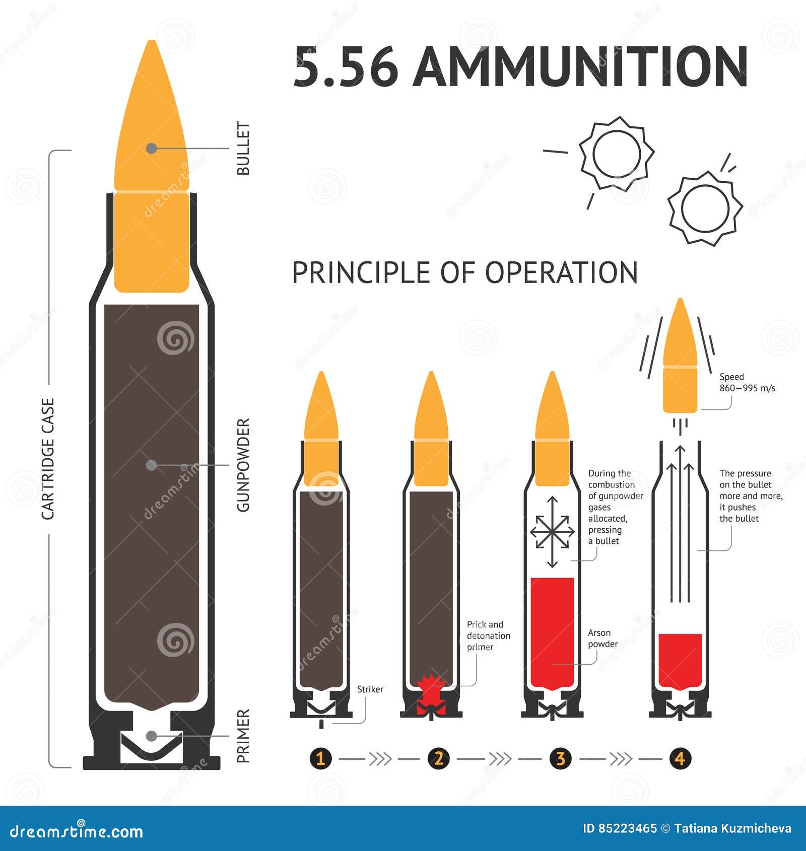 Infographics about the Principle of Bullet Operation. Vector Stock ...