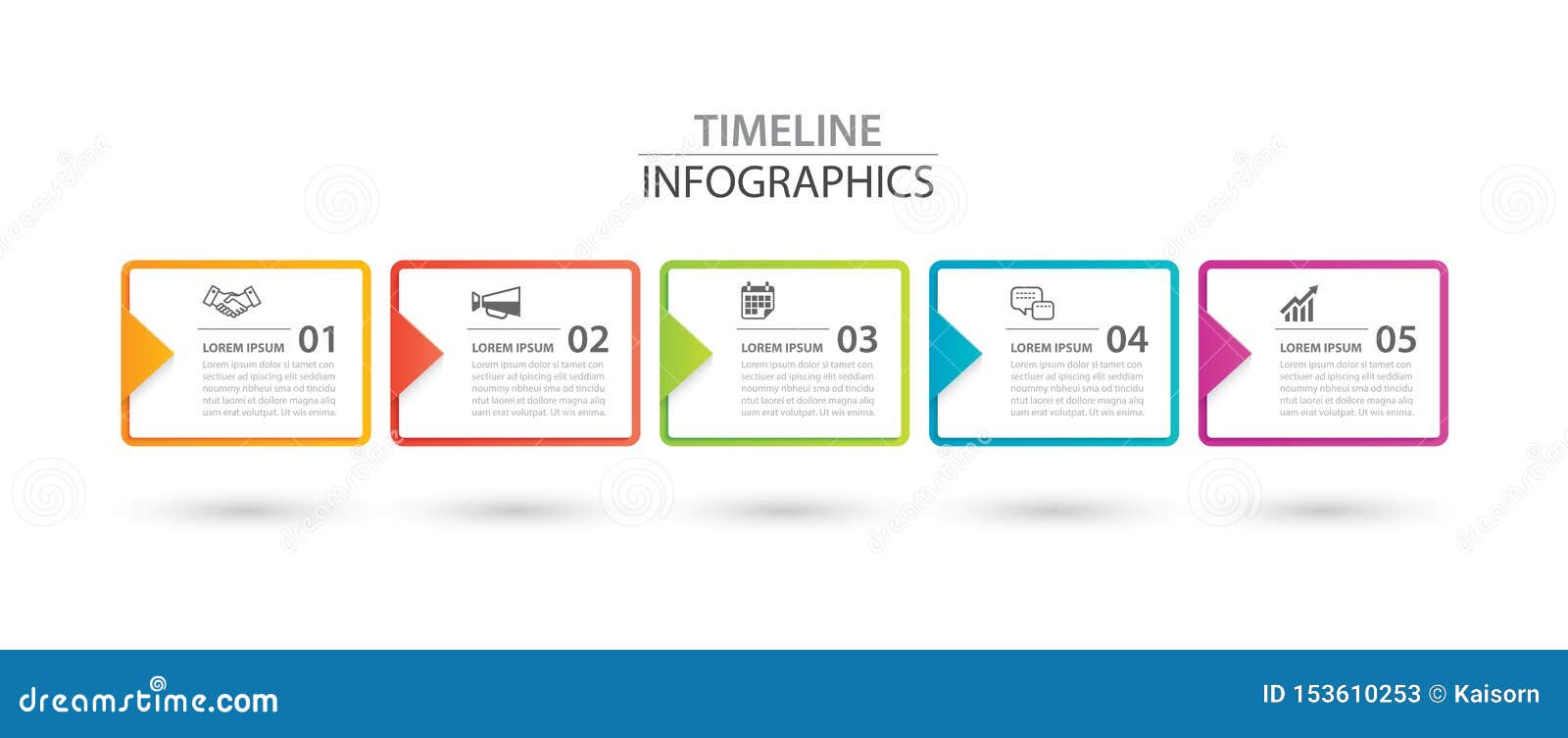 Infographics Rectangle Paper Index with Arrow 5 Data Template. Vector ...