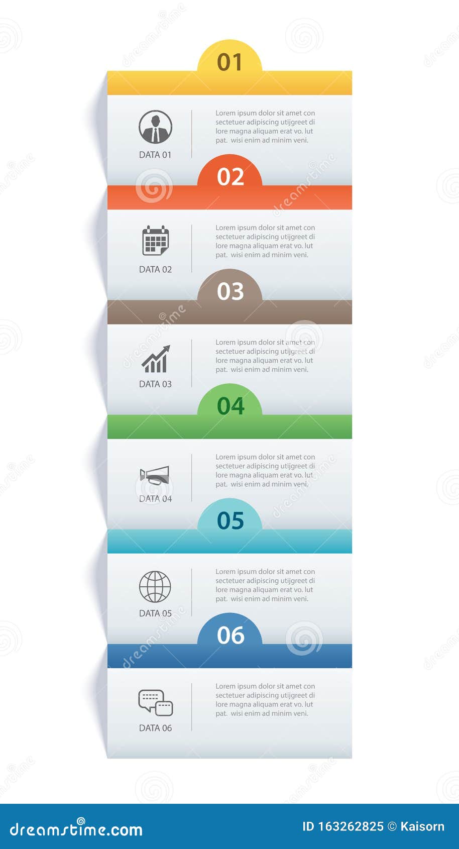 Infographics Rectangle Paper Index with 6 Data Template. Vector ...