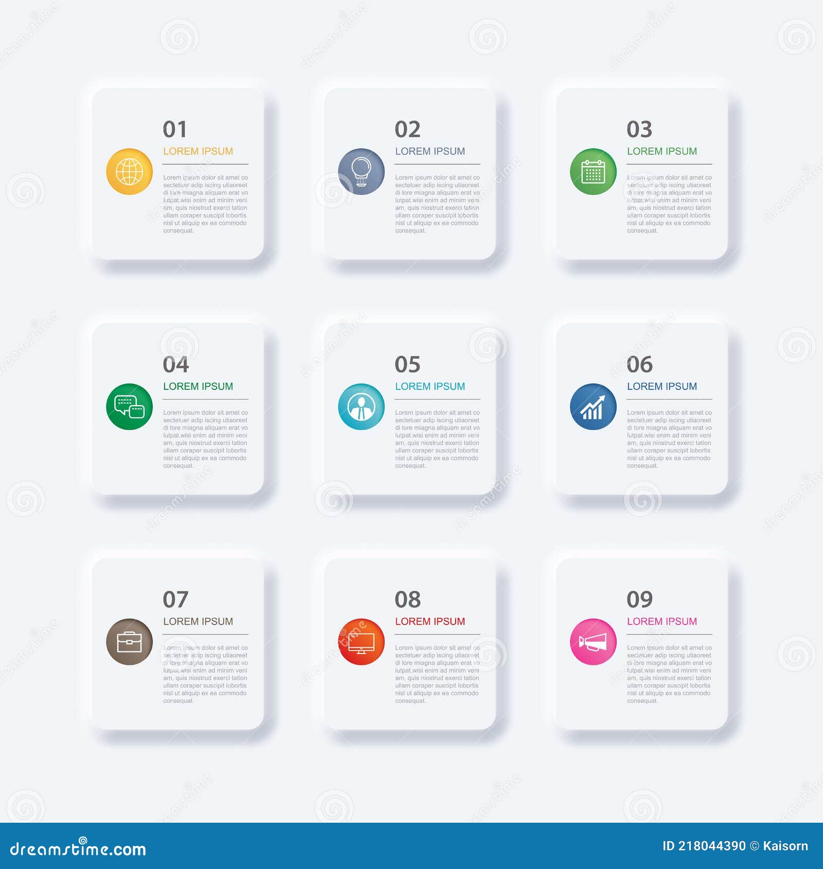 Infographics Rectangle Paper Index with 9 Data Template. Vector ...