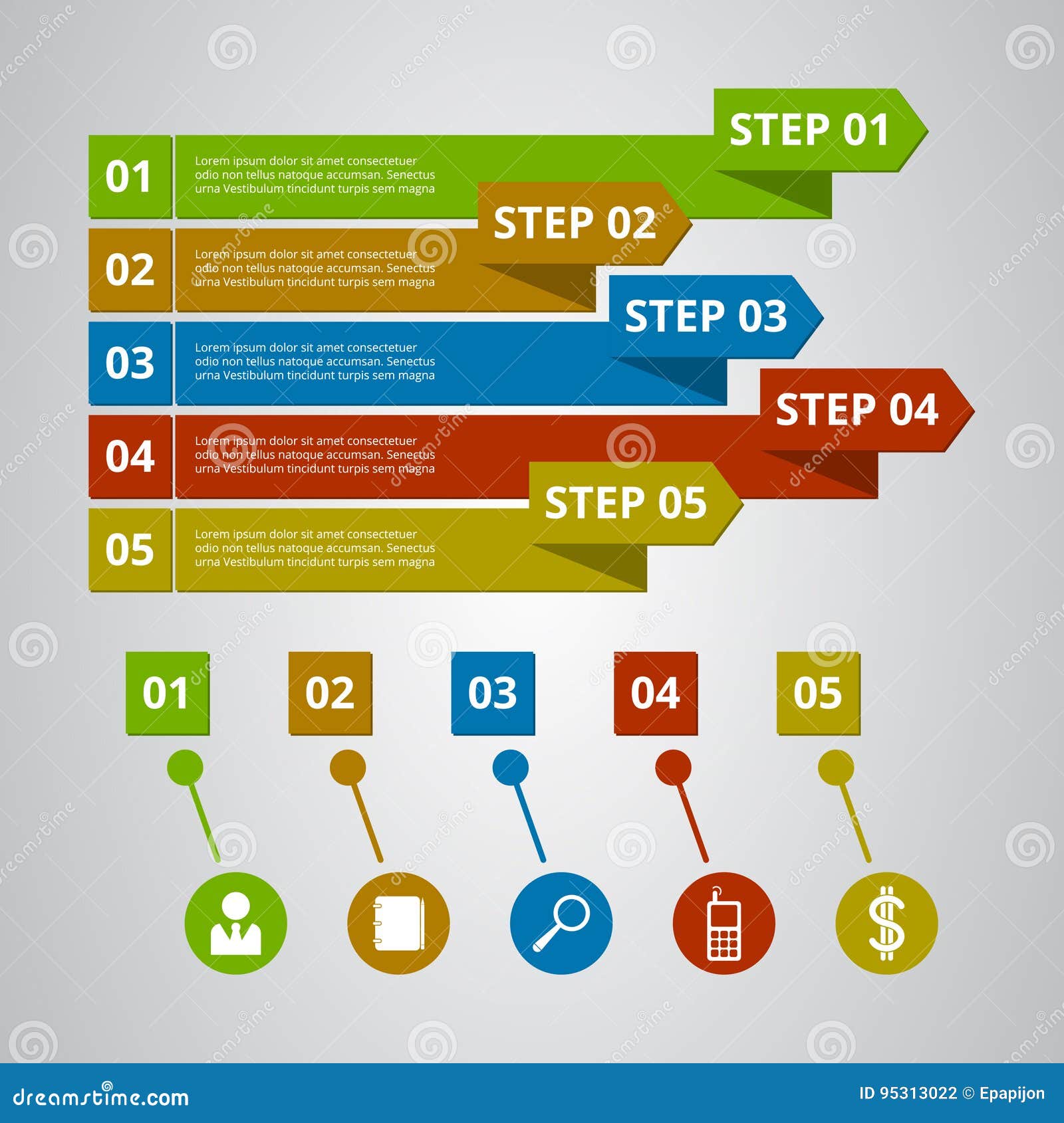 Infographics - Ribbons, Arrows, Icons and Text Stock Vector ...