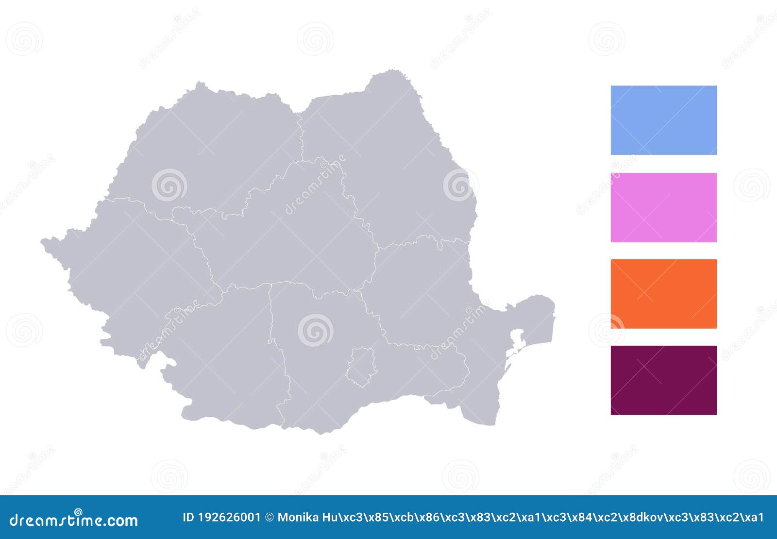 Infographics of Romania Map, Individual Regions Blank Stock Vector ...