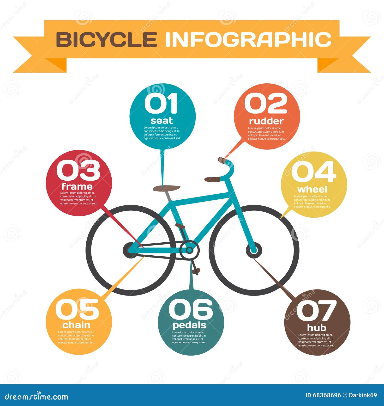 Infographics Set Design and Construction of Bicycle. Stock Illustration ...