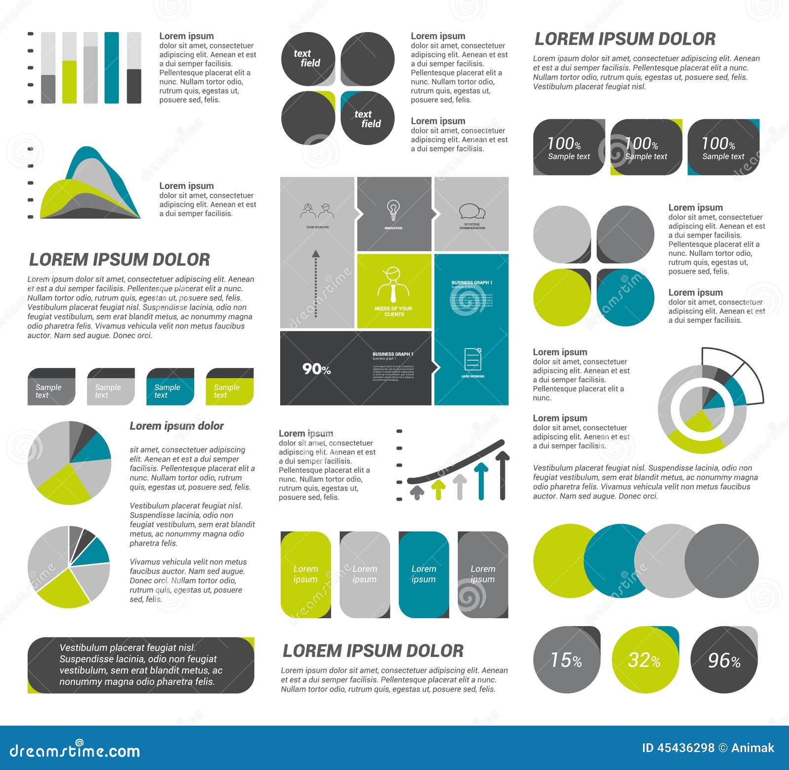 Infographics set elements. stock vector. Illustration of charts - 45436298
