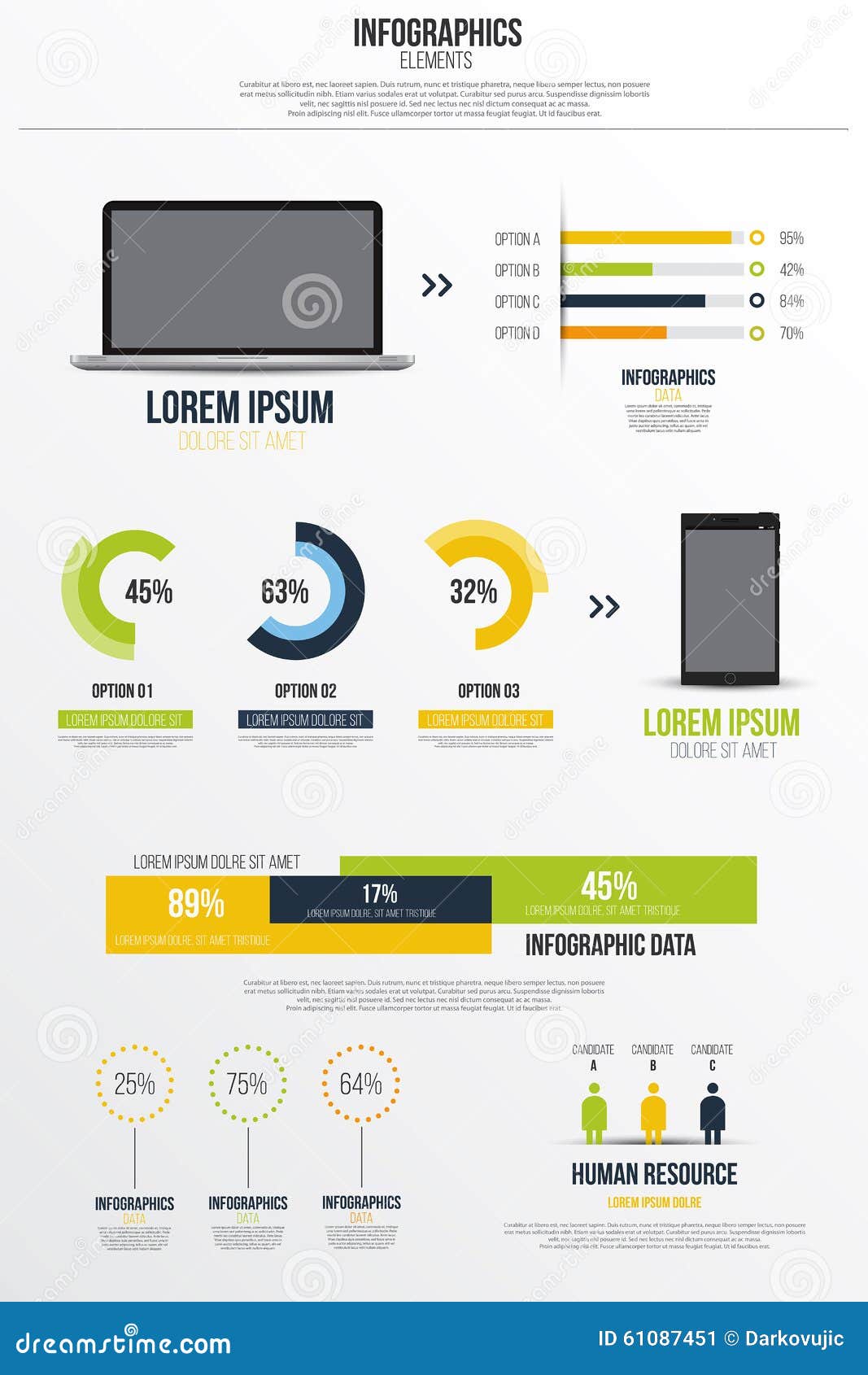 Infographics Set. Graphs and Elements Stock Vector - Illustration of ...