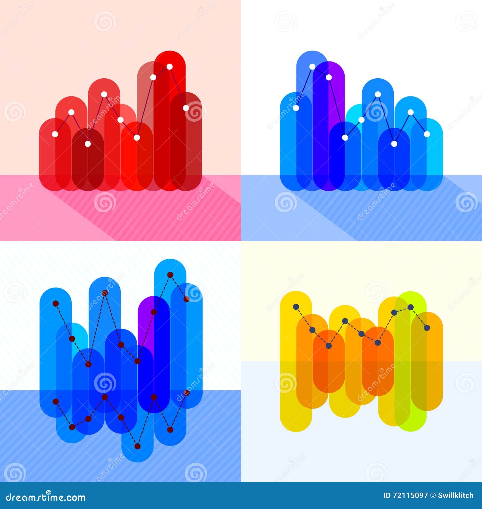 Infographics Set With Overlapping Bars Cartoon Vector | CartoonDealer ...