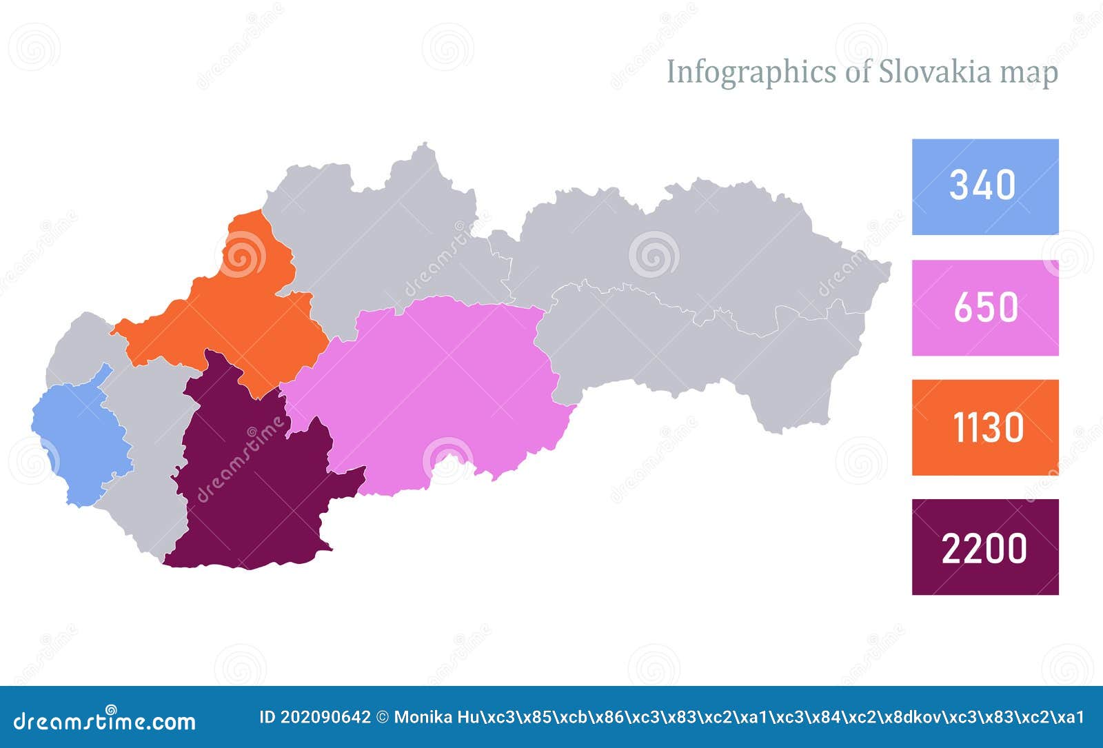 Slovakia Map, Individual Regions With Names, Infographics And Icons ...