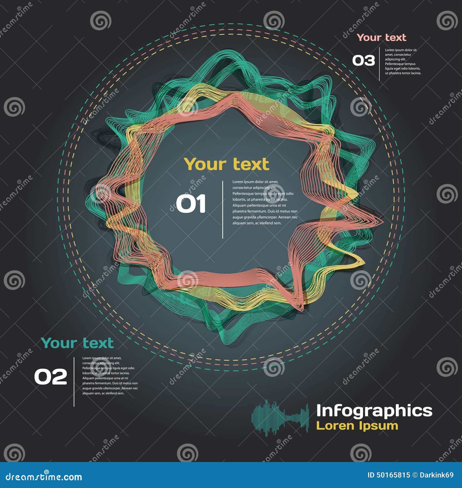 Infographics With Sound Waves On A Dark Background On Theme Vector ...