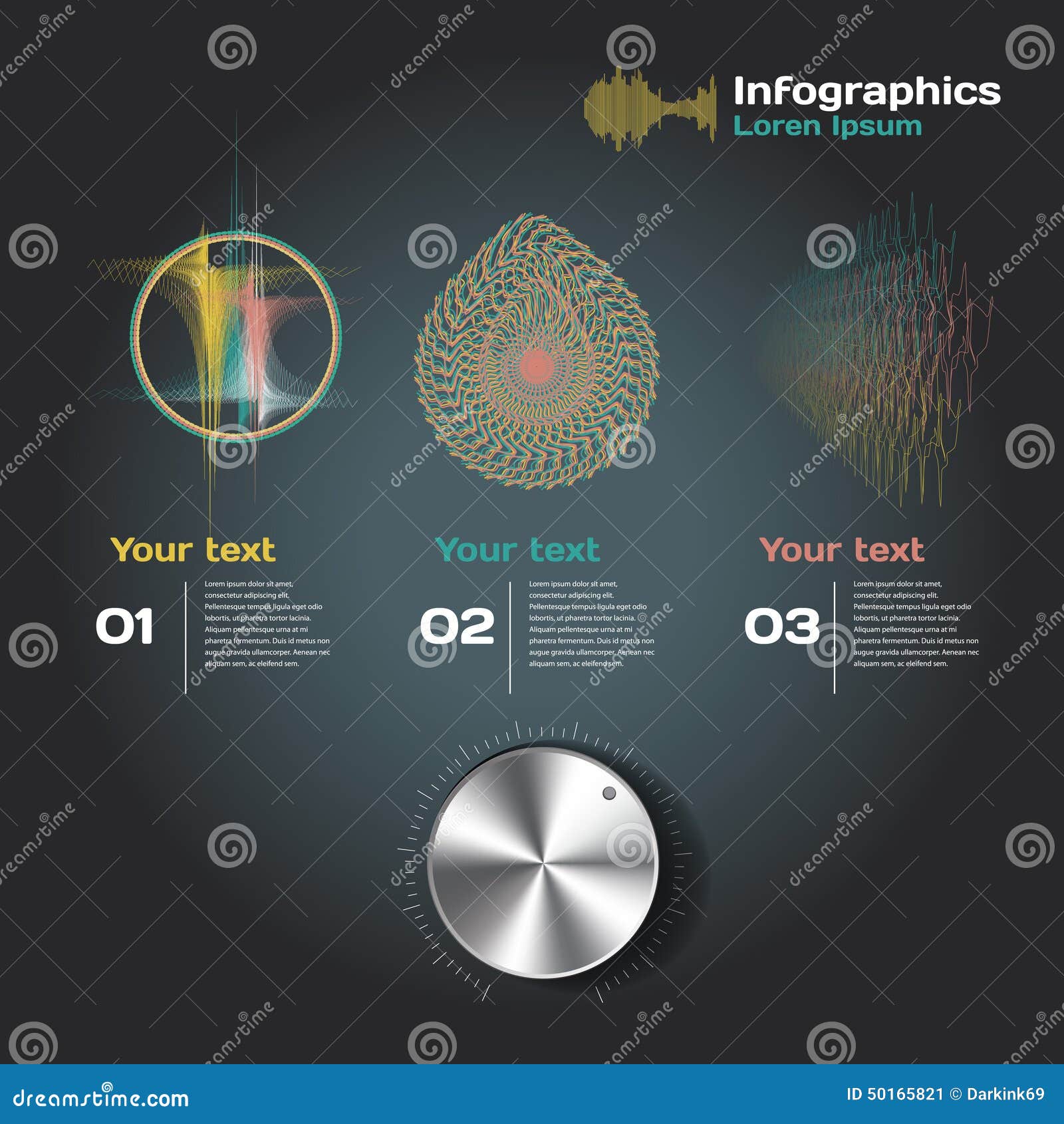 Infographics with Sound Waves on a Dark Background Stock Vector ...
