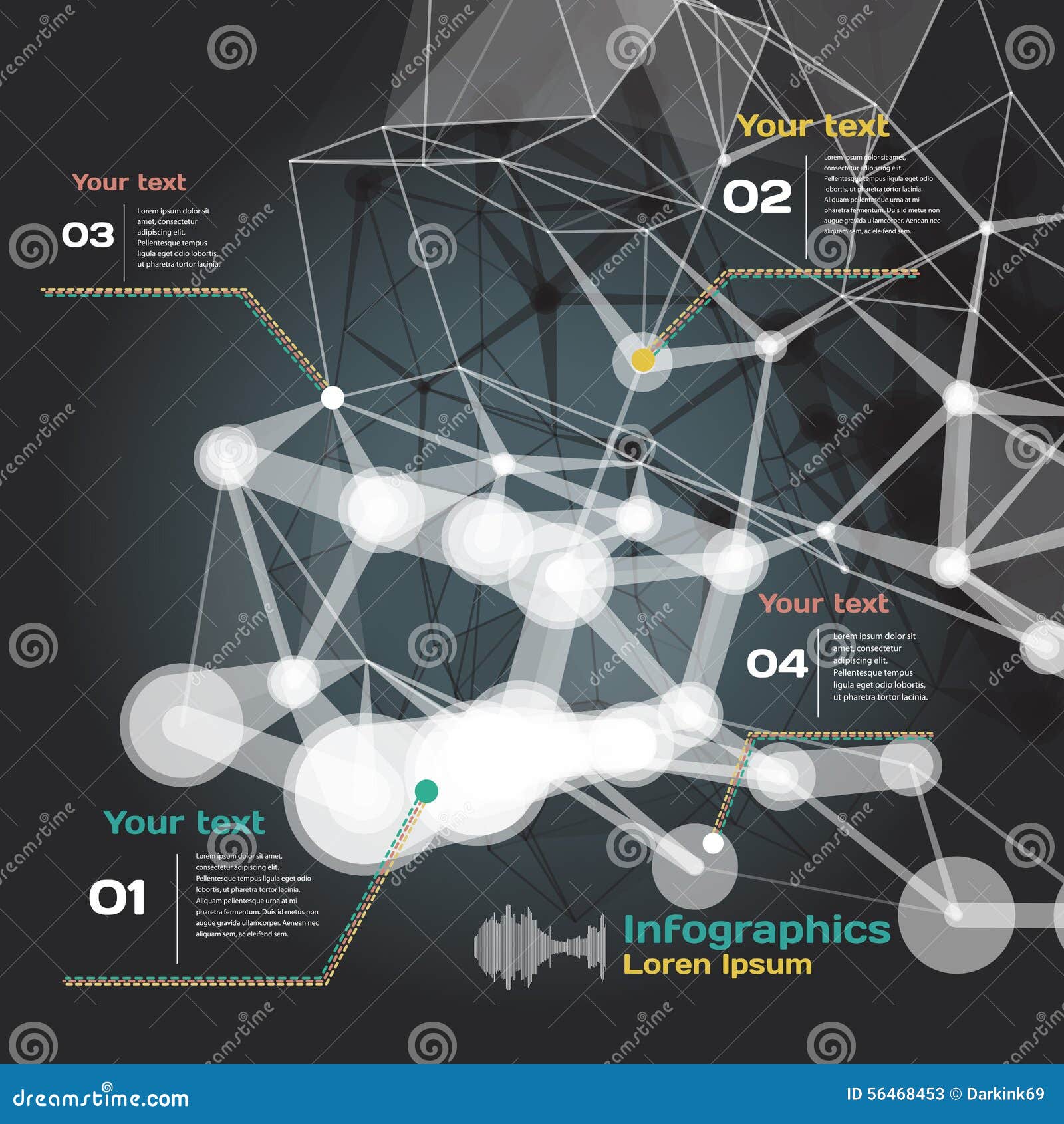 Infographics With Sound Waves On A Dark Background On Theme Cartoon ...