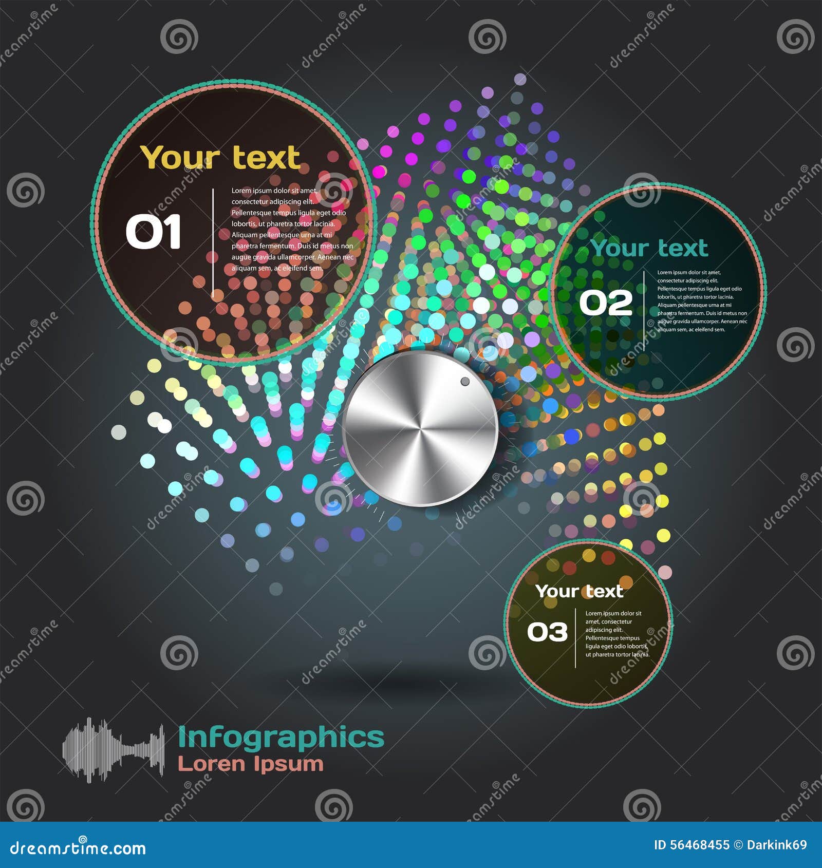 Infographics With Sound Waves On A Dark Background On Theme Vector ...