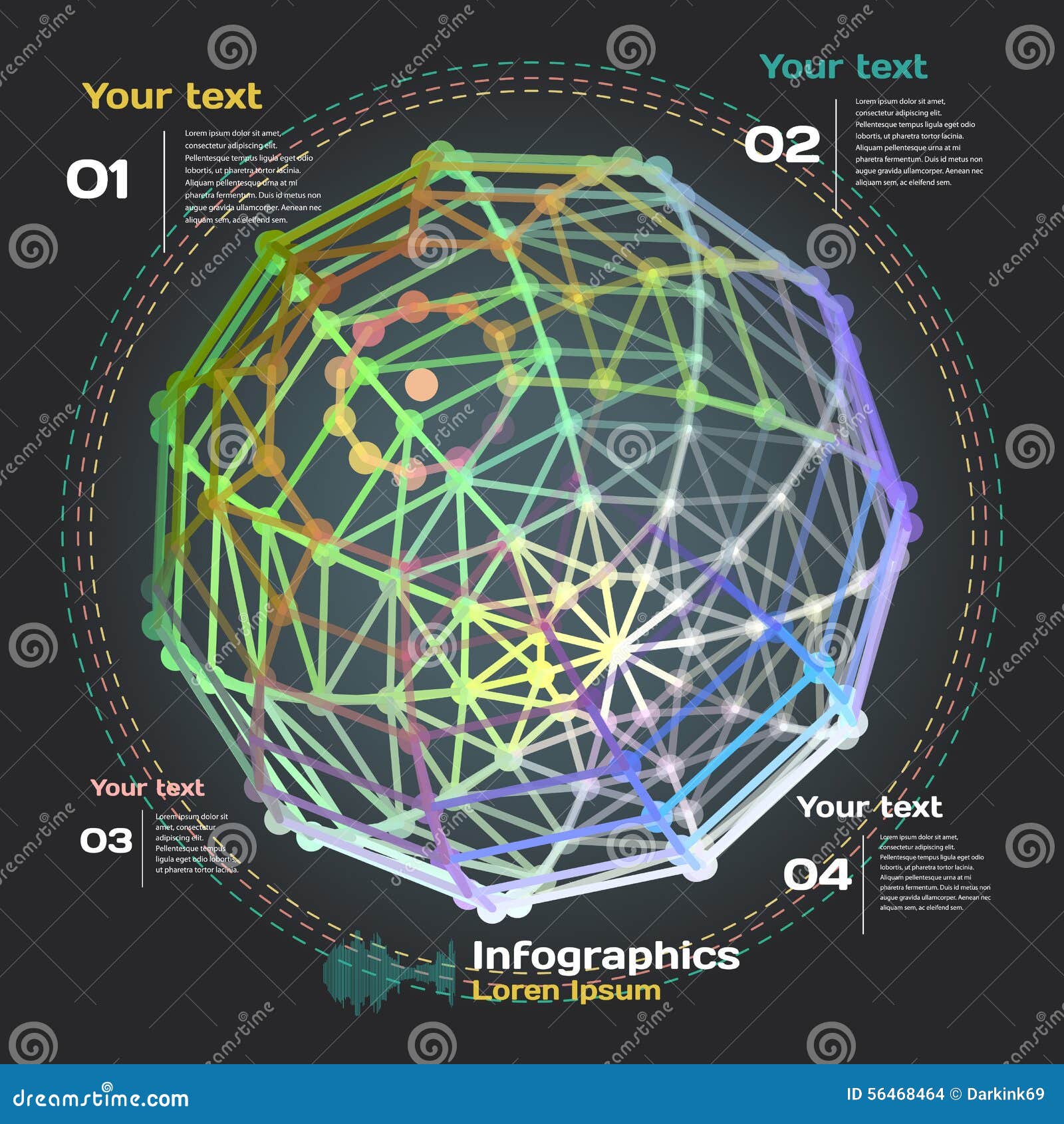 Infographics with Sound Waves on a Dark Background on Theme Stock ...