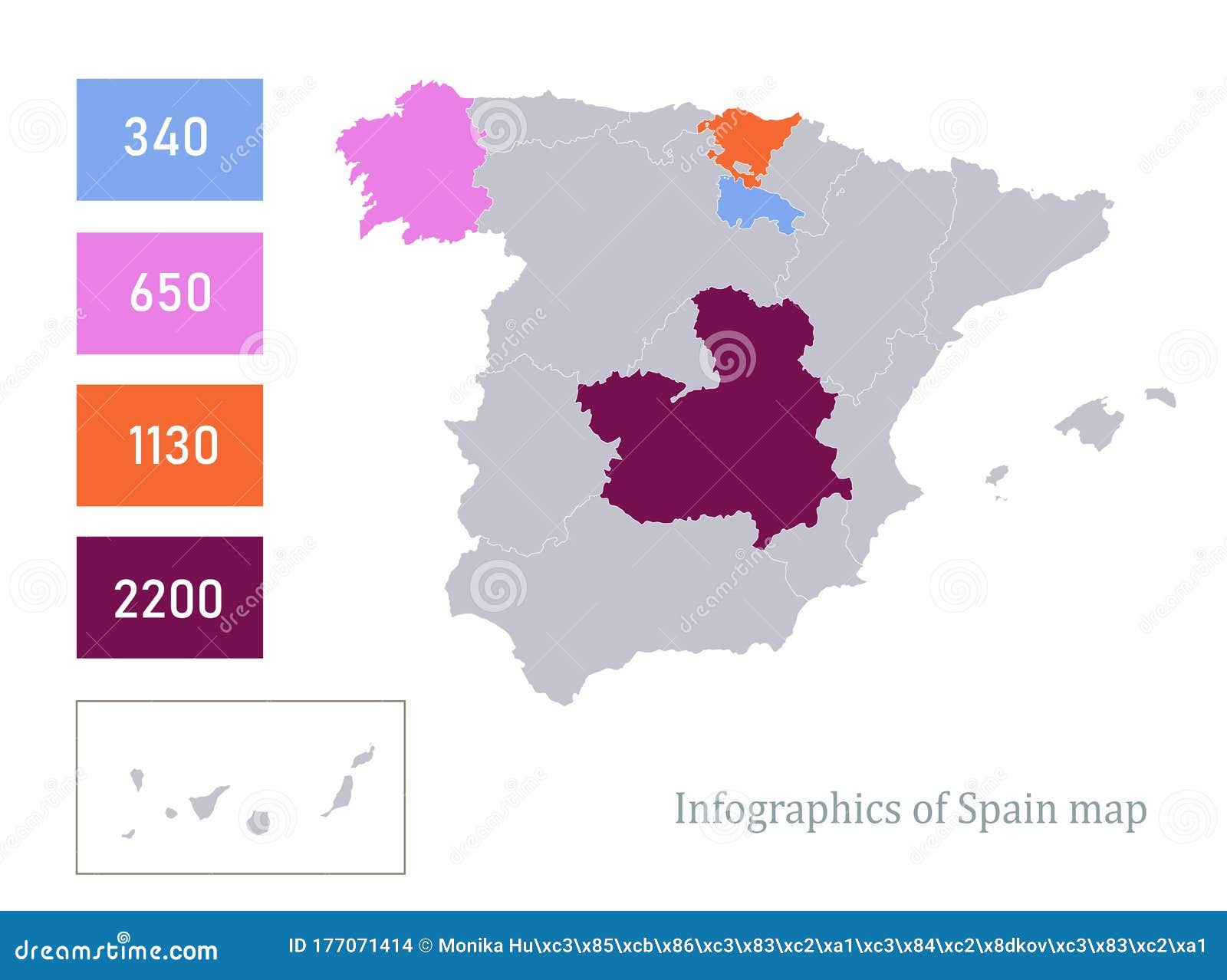 Infographics of Spain Map, Individual Regions Stock Vector ...