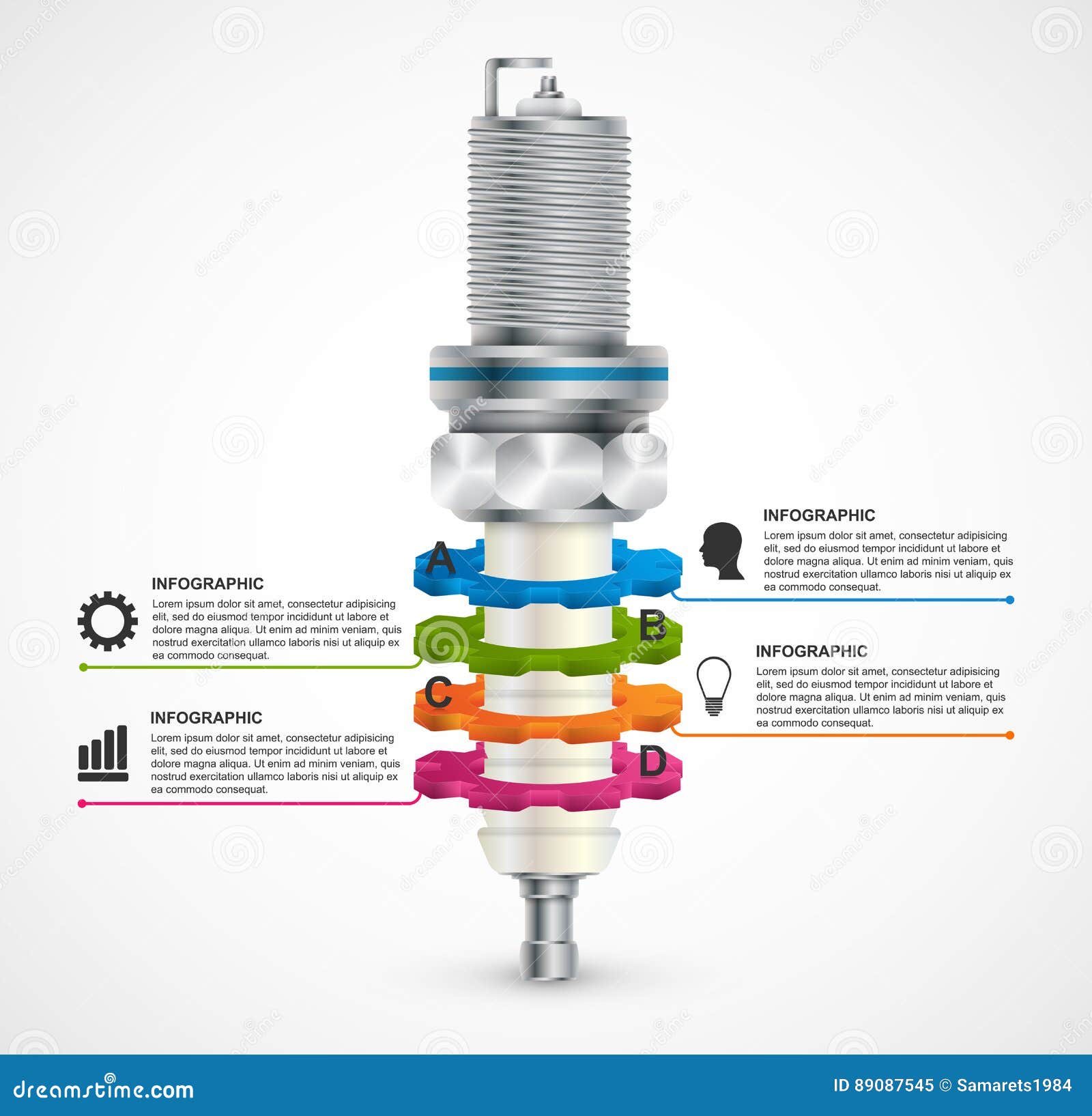 Infographics with Spark Plugs for Presentations and Brochures. Stock ...