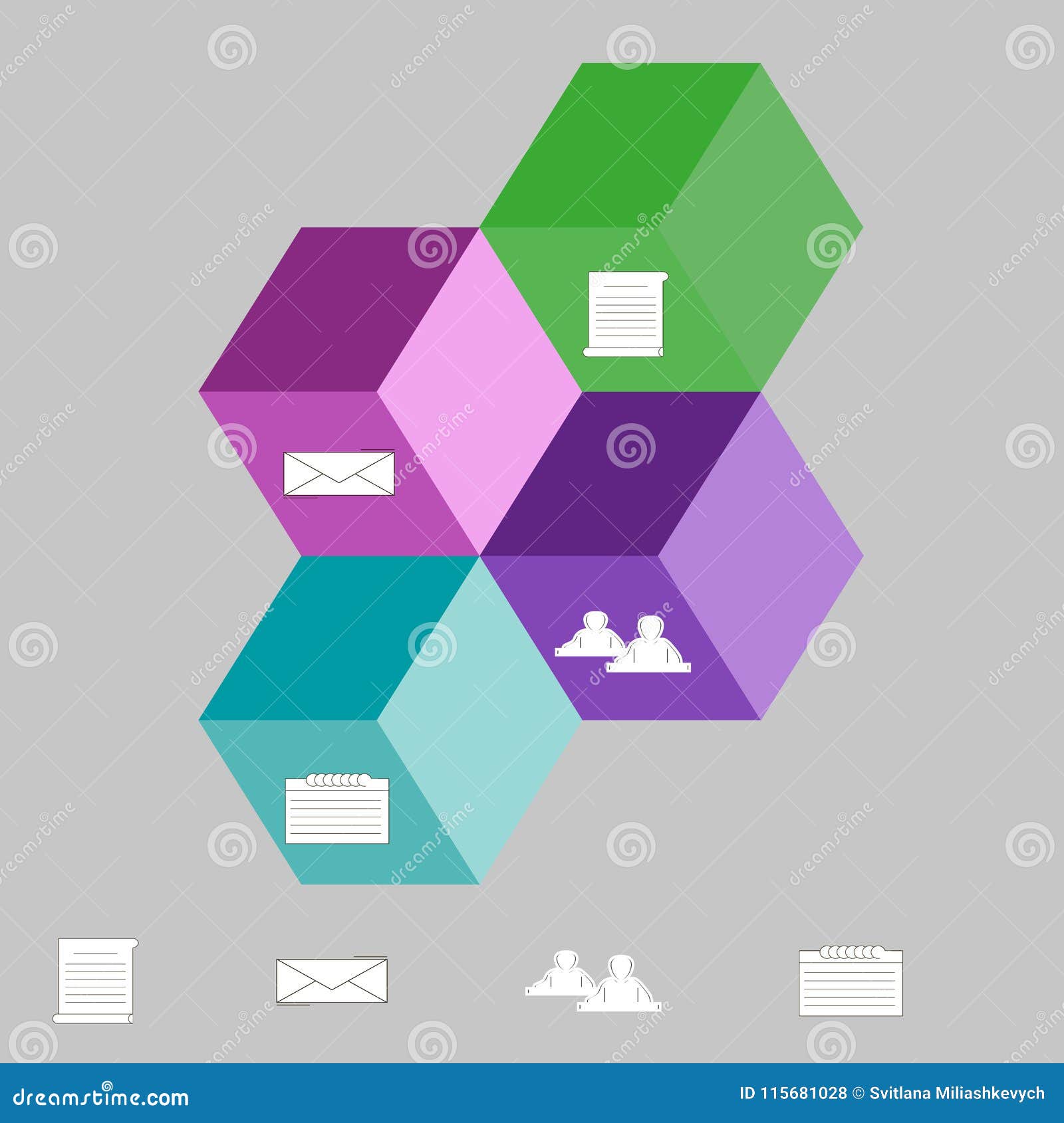 Infographics of 4 squares stock vector. Illustration of banner - 115681028