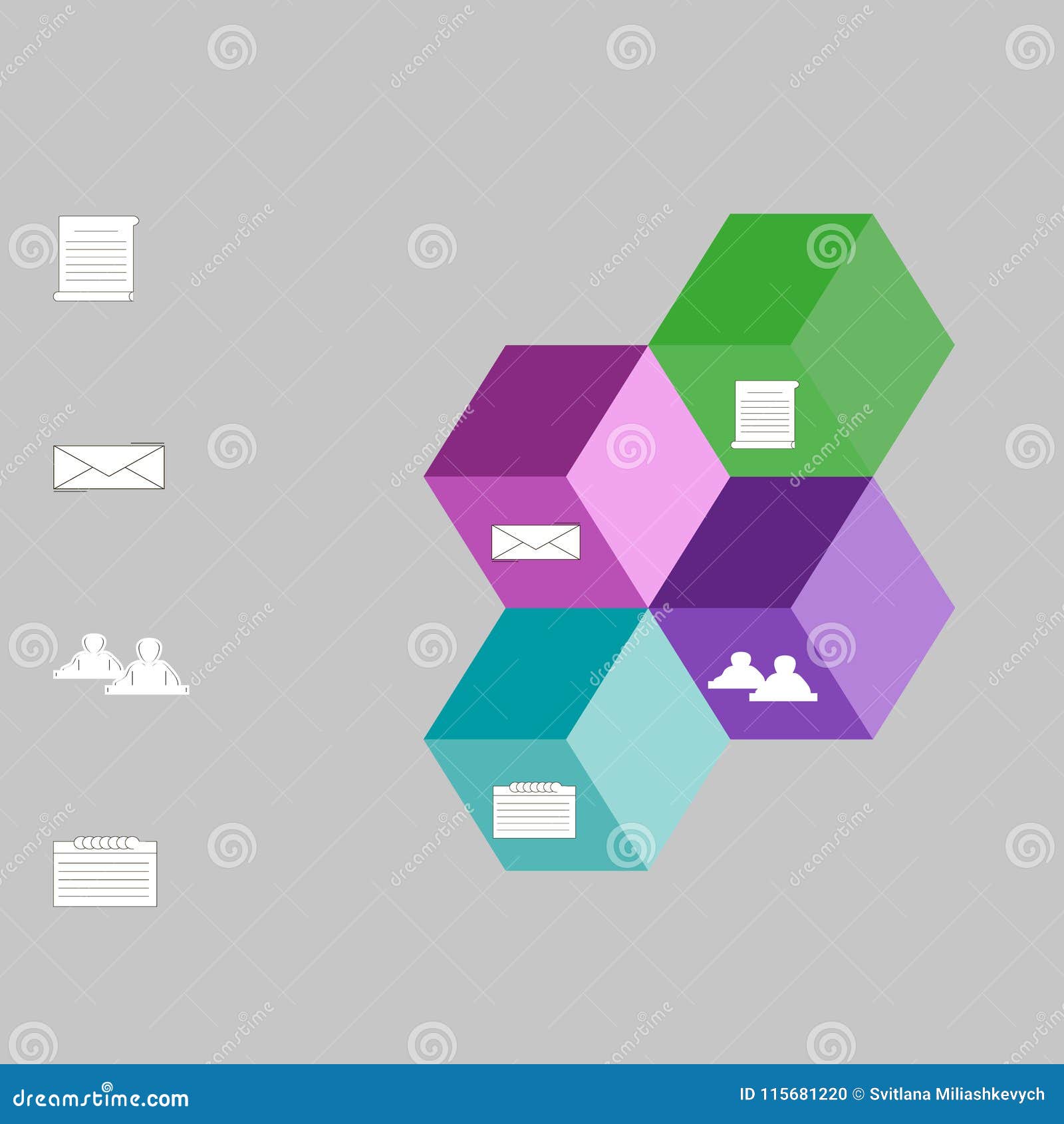 Infographics of 4 squares stock vector. Illustration of four - 115681220
