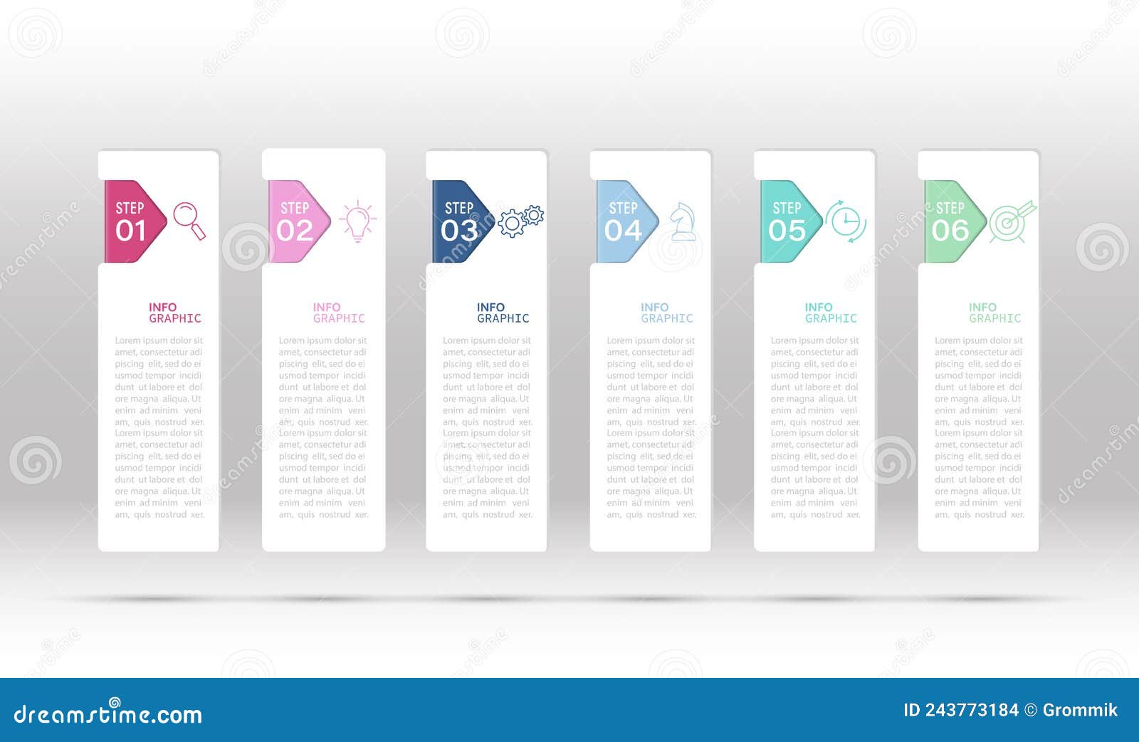 Infographics. 6 Stages of Achieving the Result. Stages of Development ...
