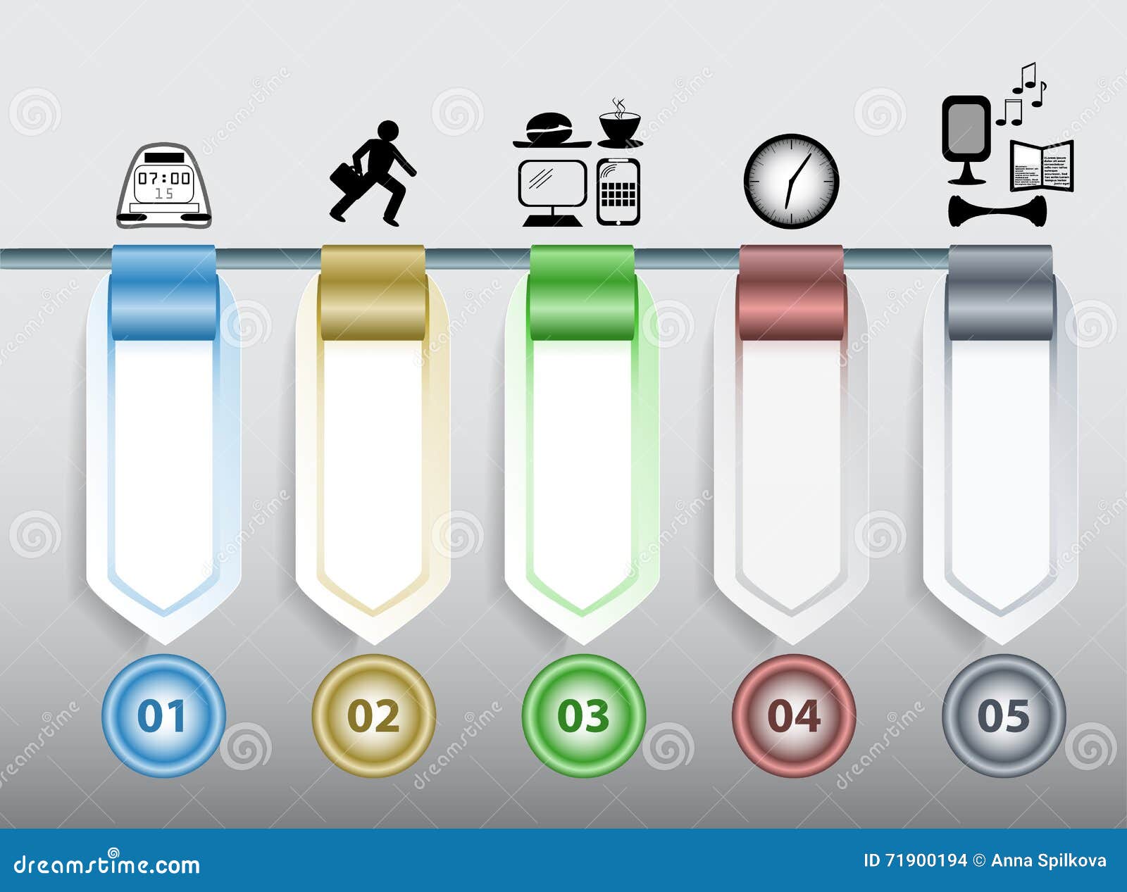 Infographics Step by Step Template with Icons, Arrows, Blank Banners ...
