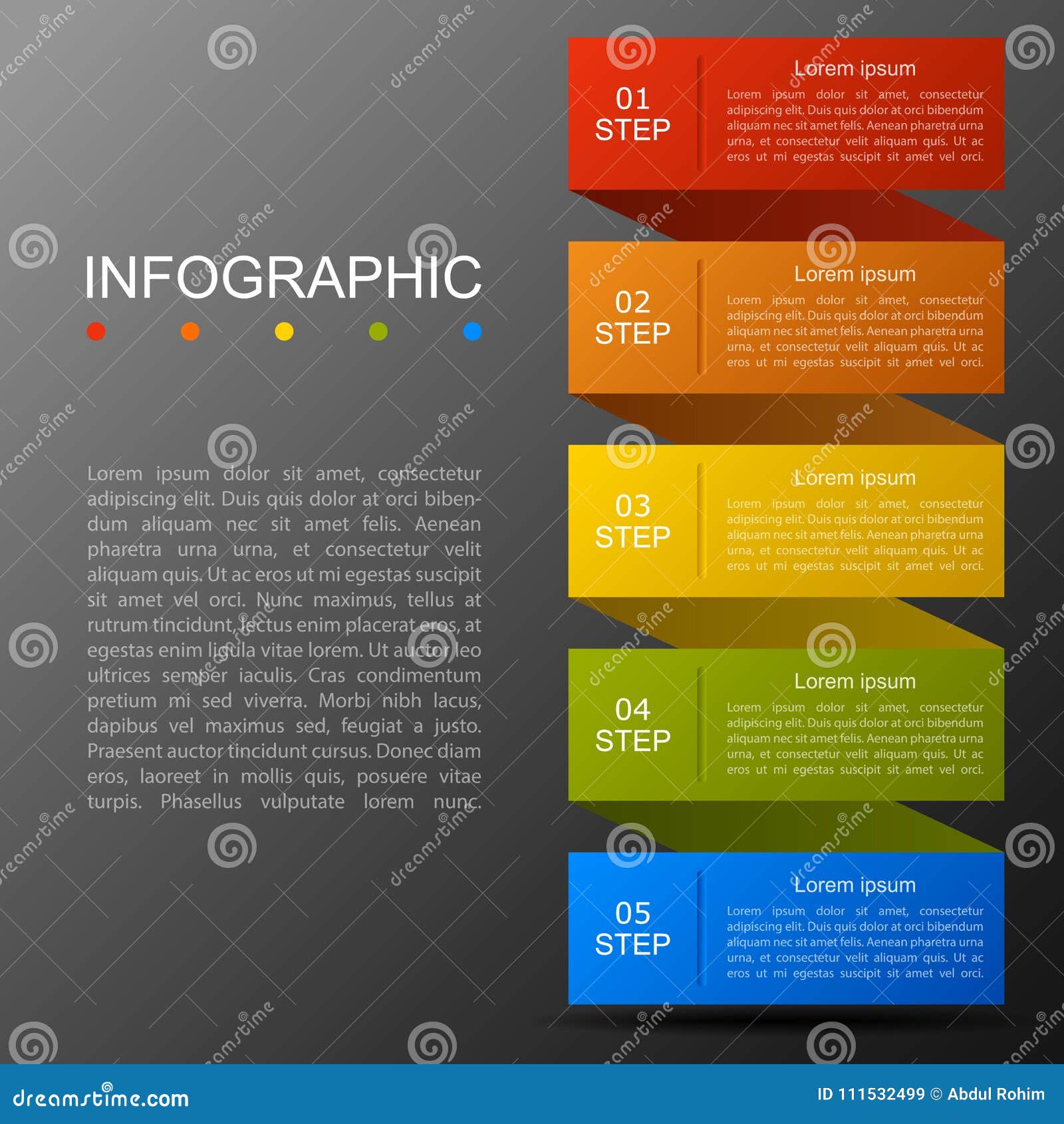 Infographics 5 Steps with Square Stock Vector - Illustration of concept ...