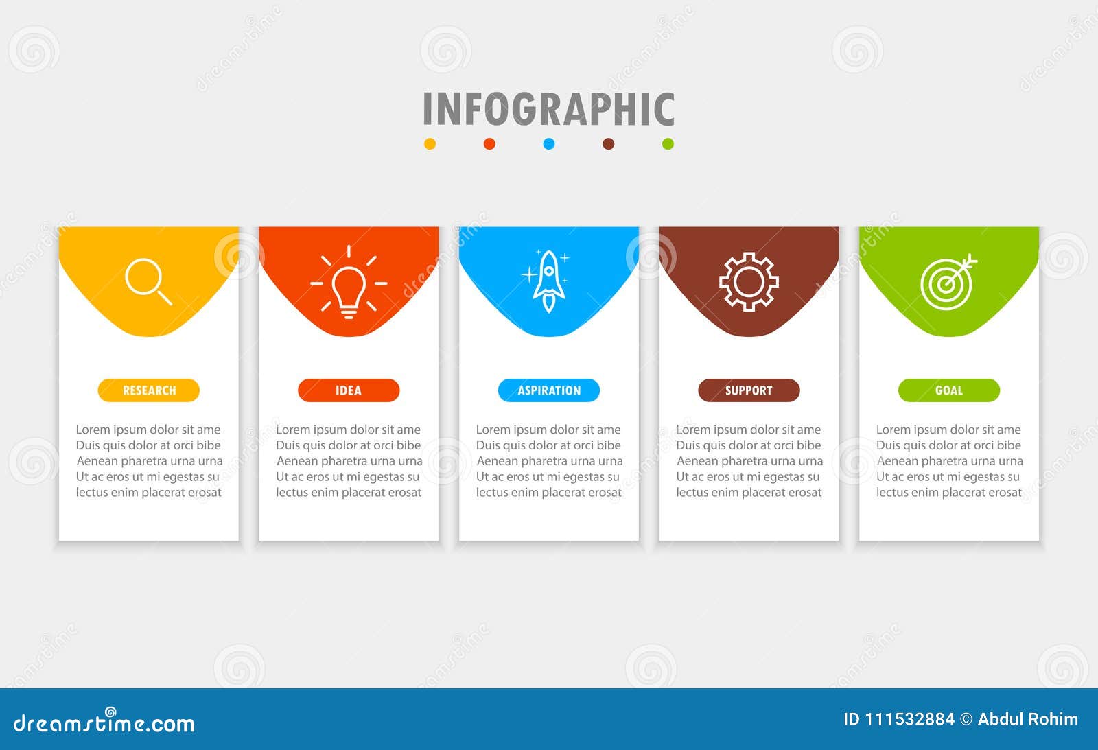 Infographics 5 Steps with Square Stock Vector - Illustration of paper ...