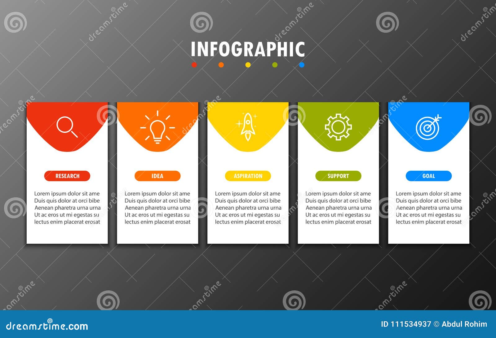 Infographics 5 Steps with Square Stock Vector - Illustration of ...