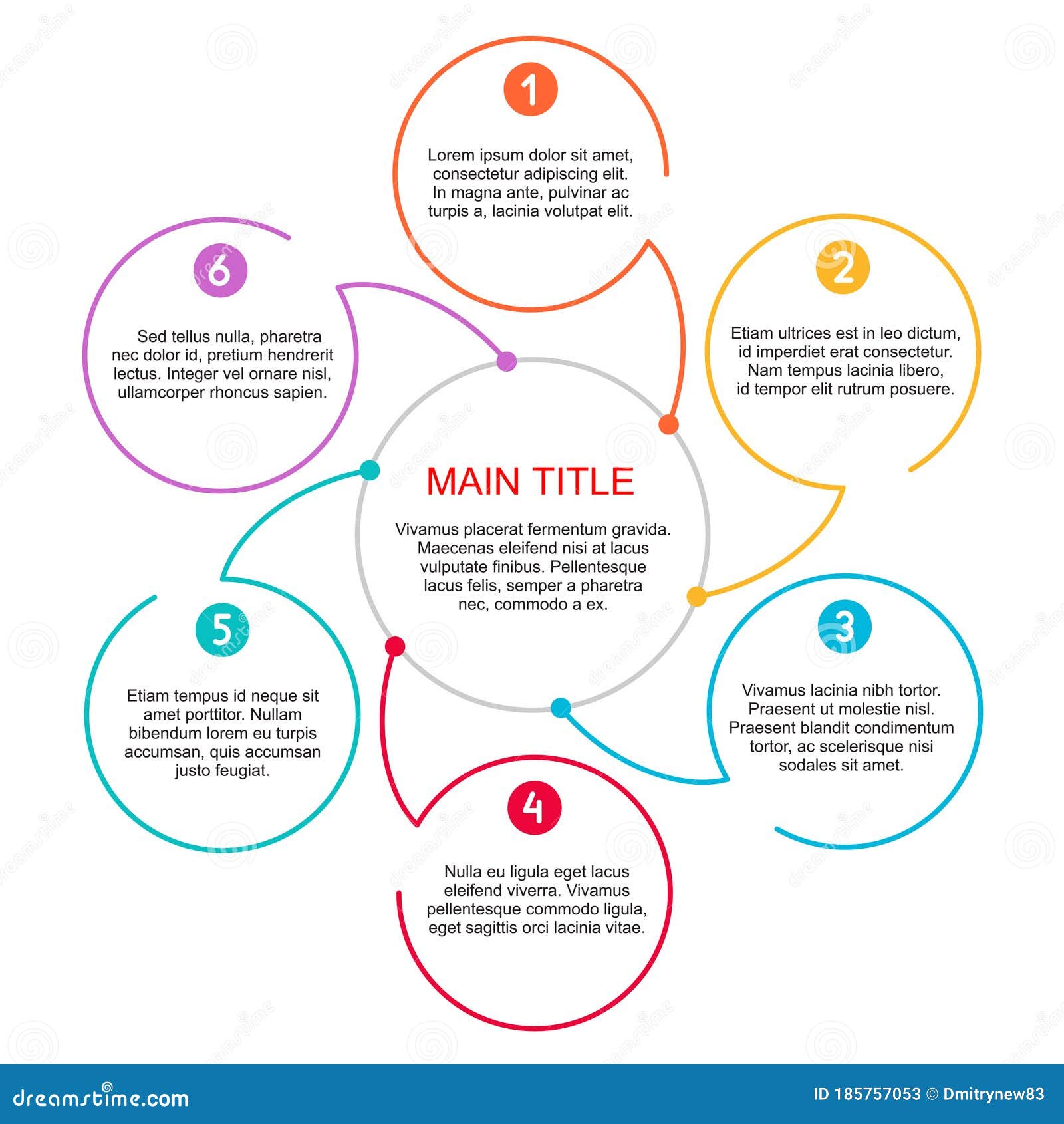 Infographics with 6 Steps Vector Template Stock Vector - Illustration ...