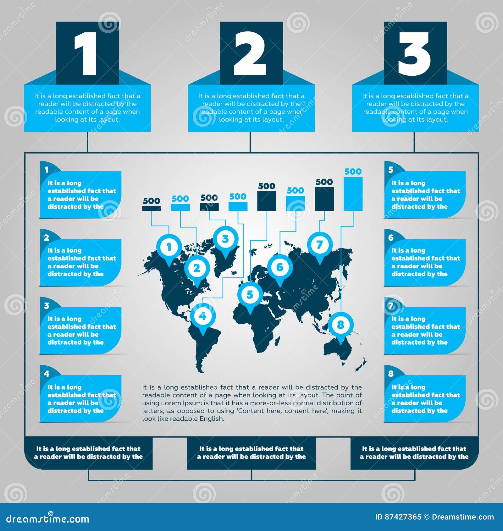 Infographics Steps with Worldmap Stock Vector - Illustration of concept ...