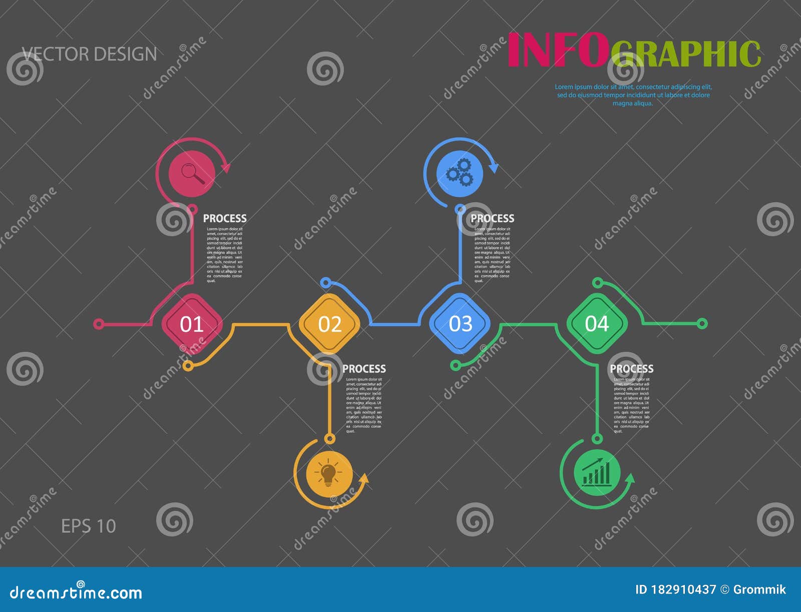 Infographics. Vector Template of Four Stages. for Web Page Design ...
