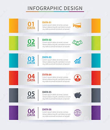 Infographics Tab in Horizontal Paper Index with 6 Data Template. Stock ...