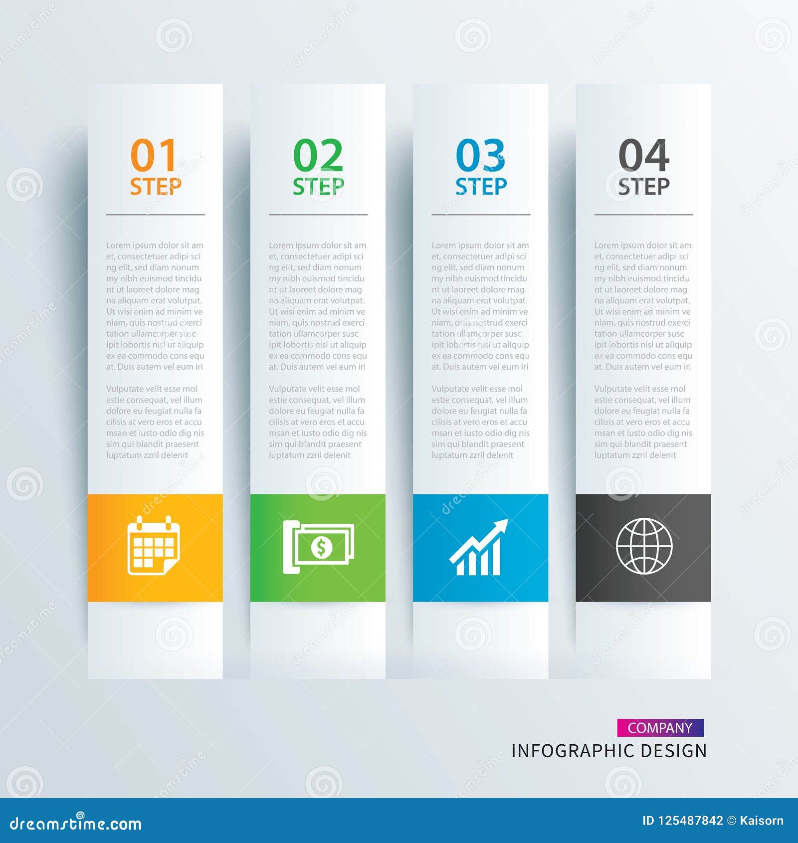 Infographics Tab in Horizontal Paper Index with 4 Data Template. Stock ...