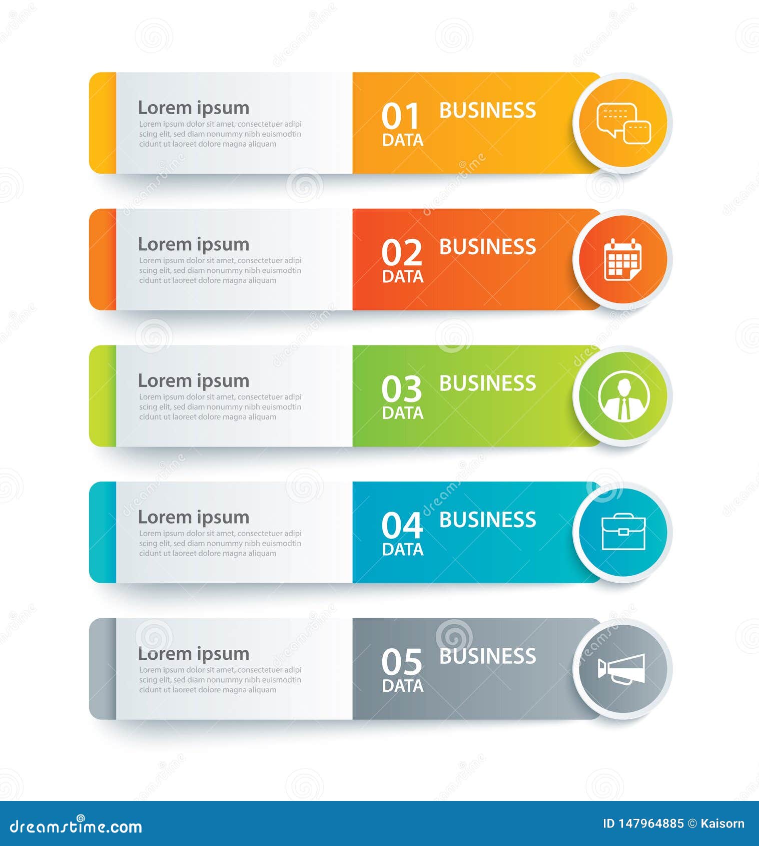 Infographics Tab in Horizontal Paper Index with 5 Data Template. Vector ...